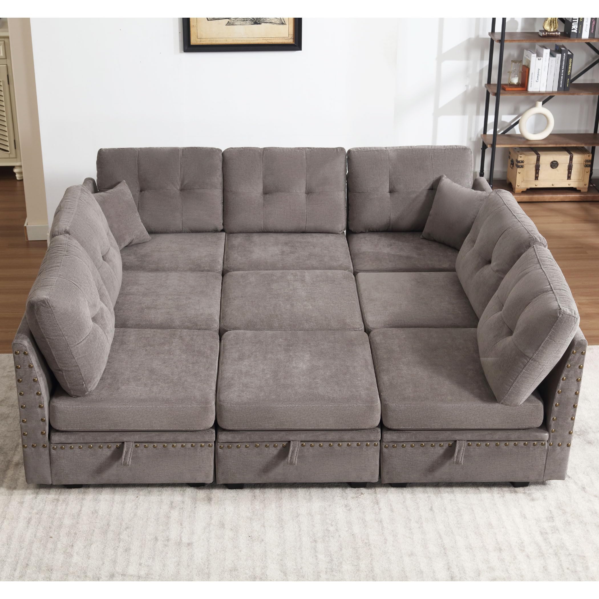 Amazon.com: Centilab Vintage Modular Sectional Sofa Sleeper Couch Set ...