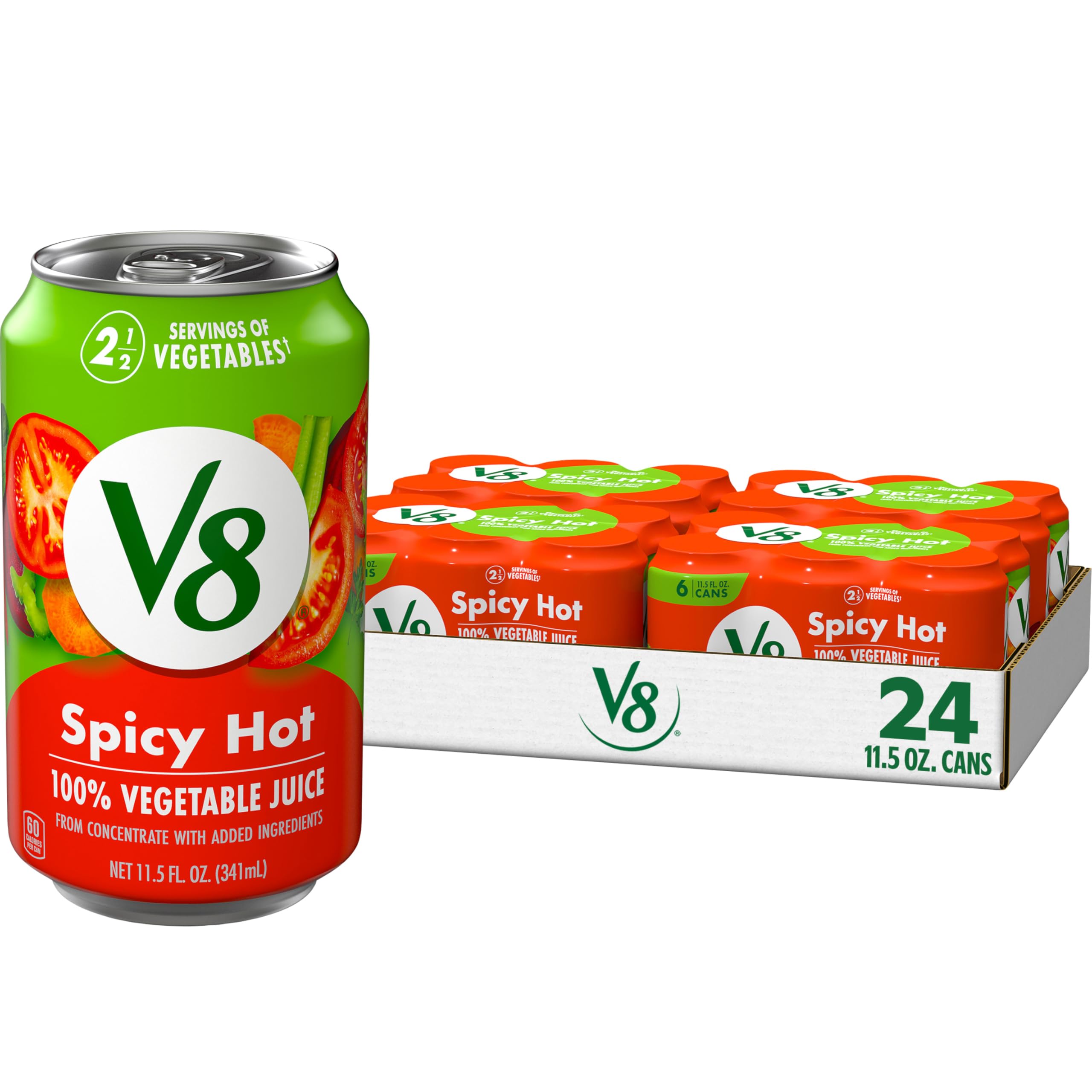 Amazon.com : V8 Spicy Hot 100% Vegetable Juice, 11.5 fl oz Can (24 Pack ...