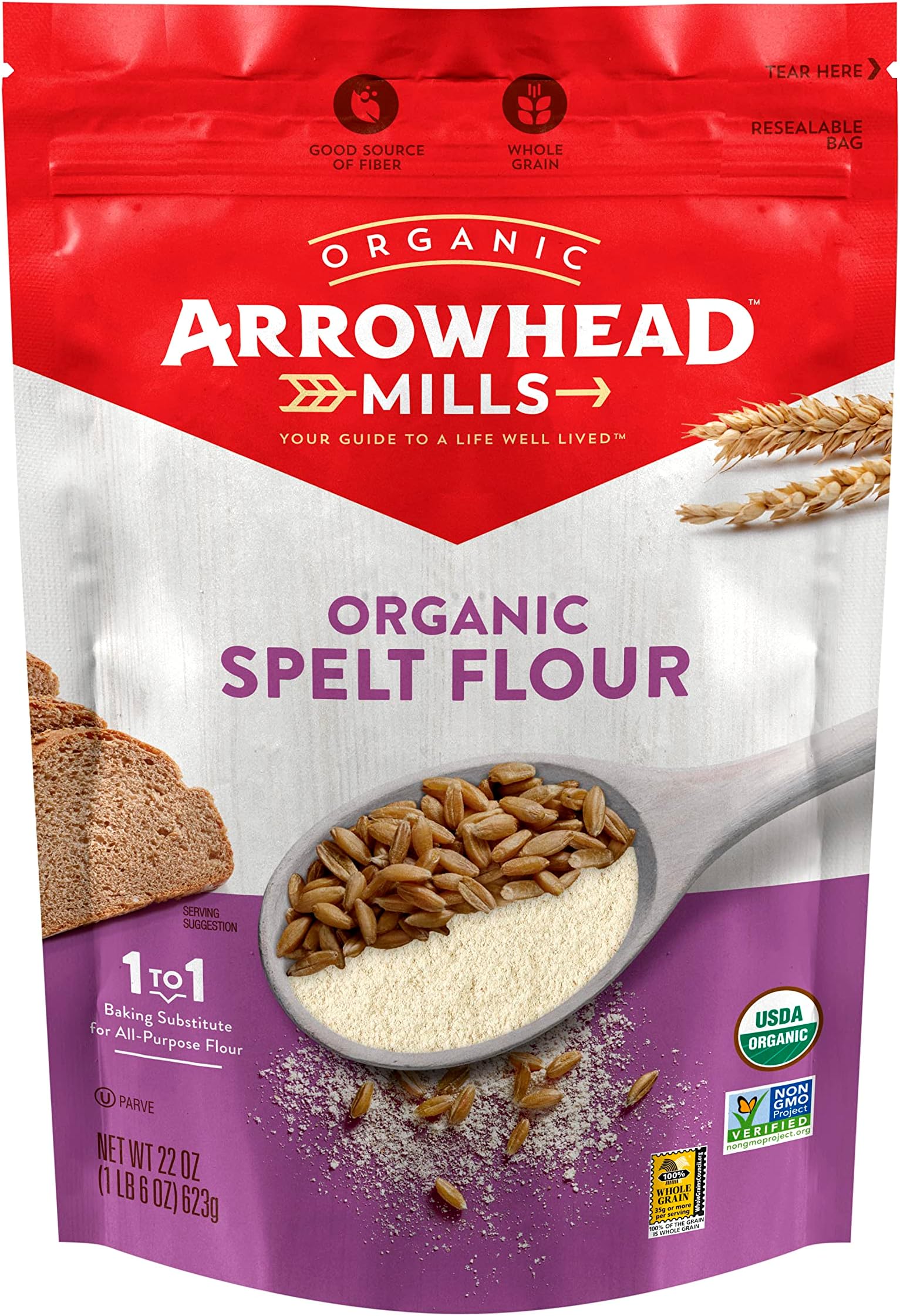 Amazon.com: Arrowhead Mills Organic Spelt Flour, 22 oz Bag