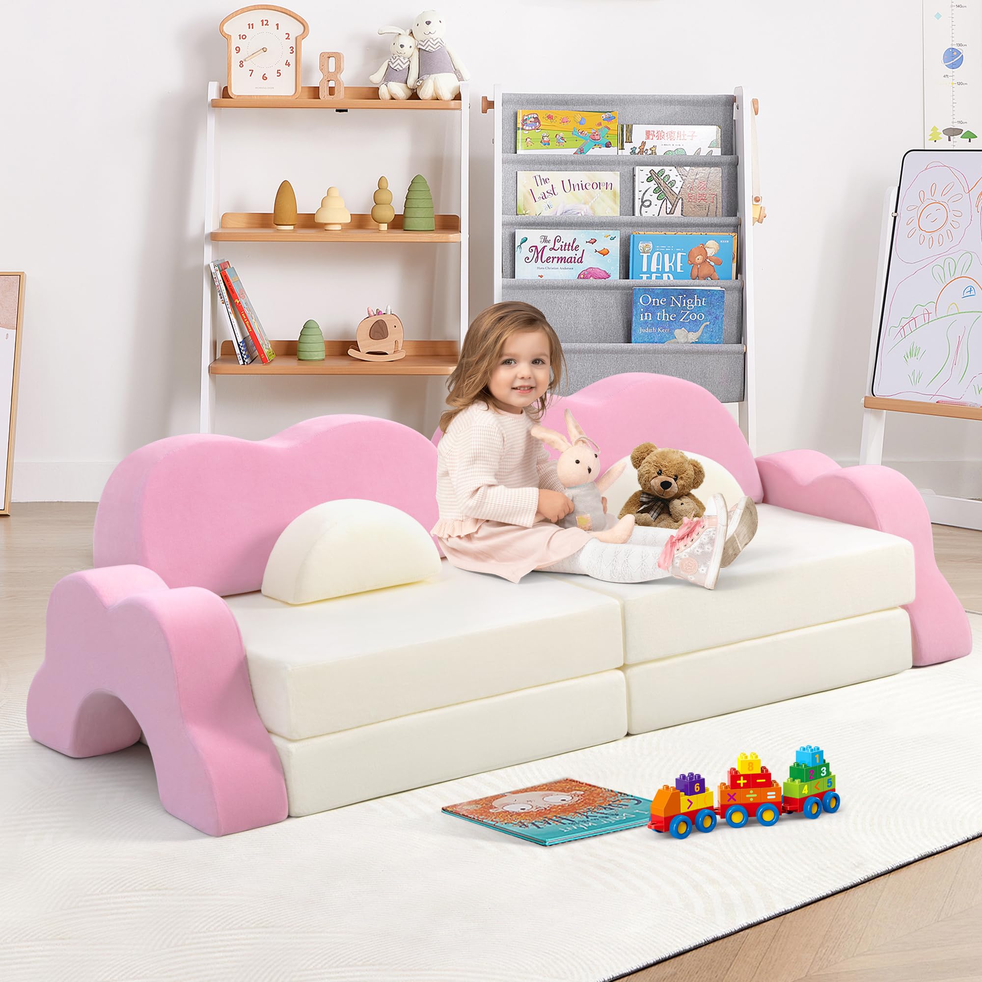 Amazon.com: BESTFAIR Modular Kids Play Couch: 13PCS Nugget Couch Kids ...