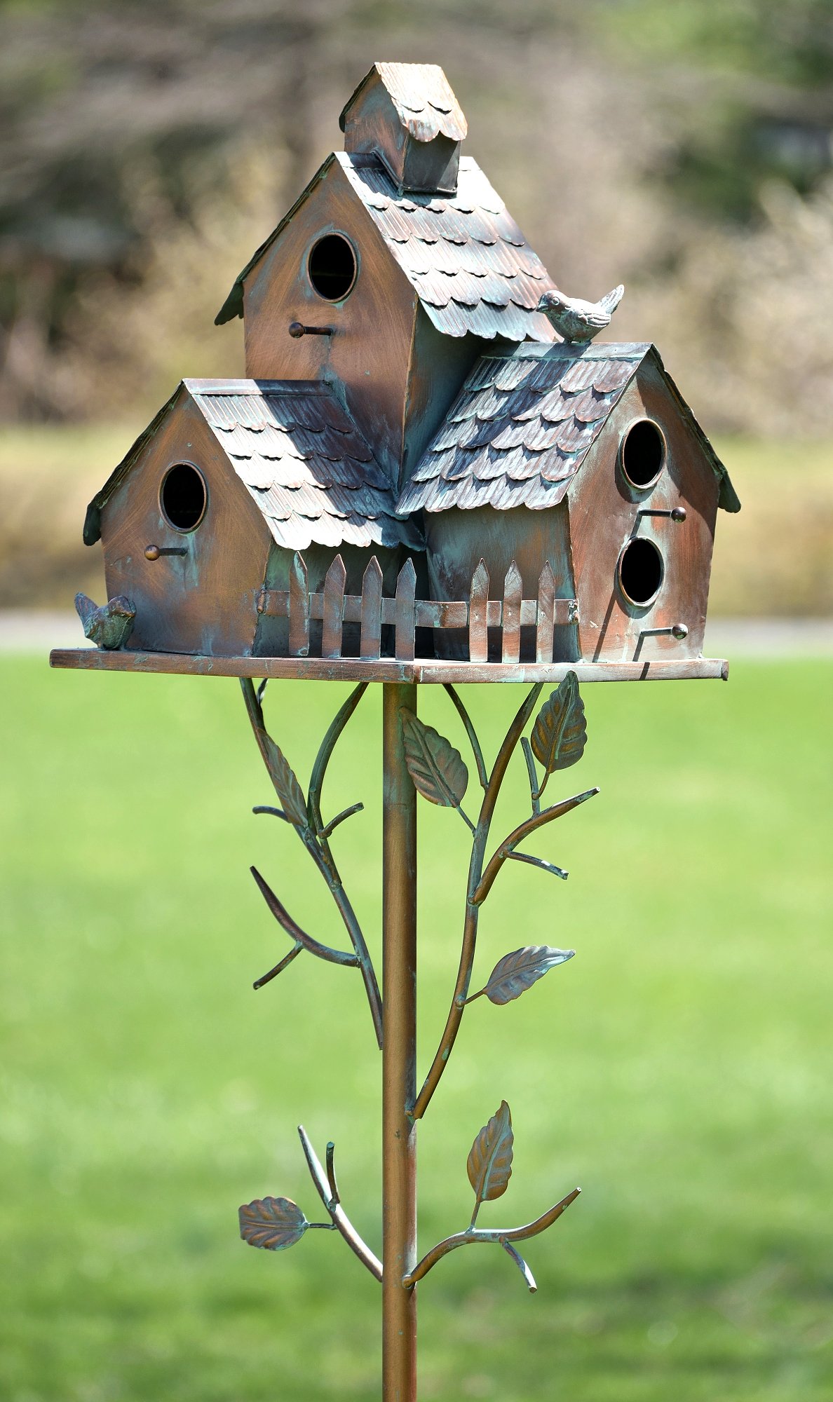 Amazon.com : Large Copper Colored Multi-Birdhouse Stakes, Room for 4 ...