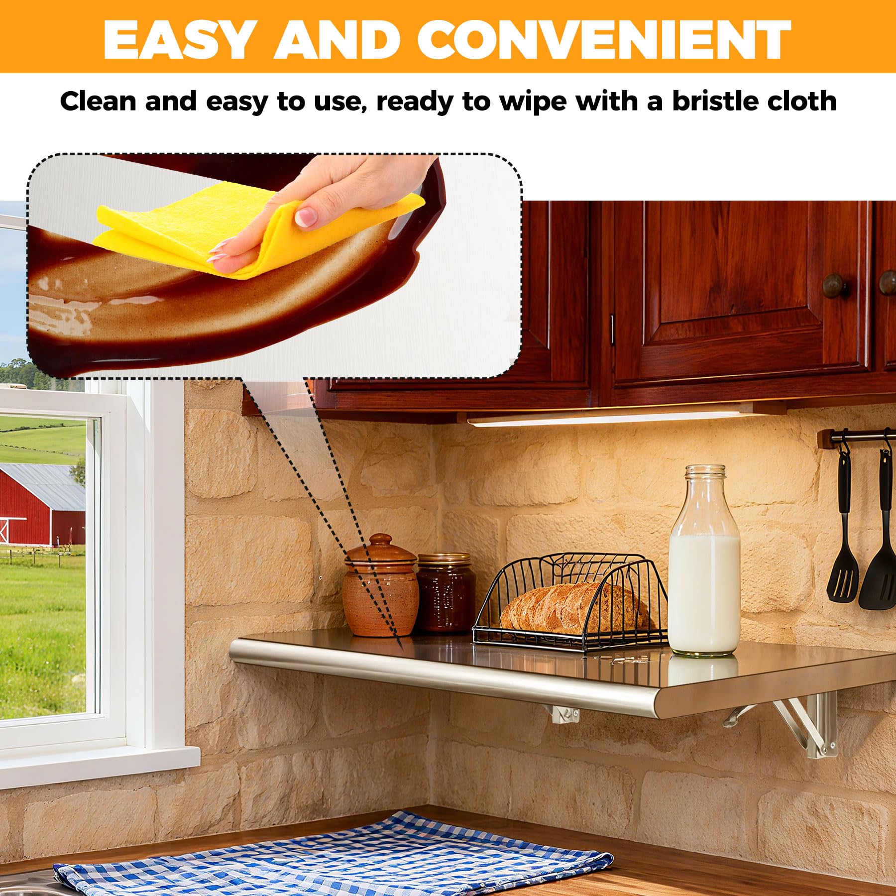 Snapklik.com : 36x12 Inch Folding Concession Shelf, Stainless Steel ...