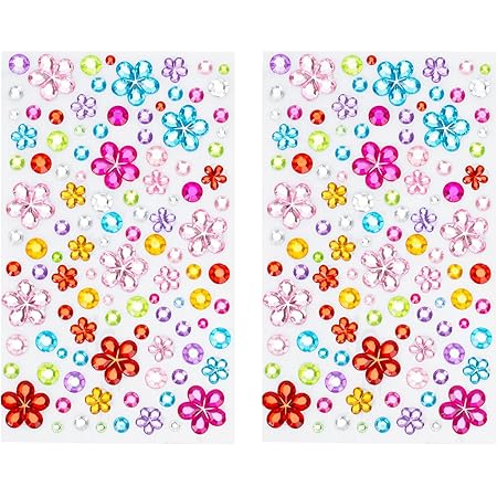 Gem Stickers, 2 Sheets Rhinestone Stickers, Flowers Self Adhesive Gems ...