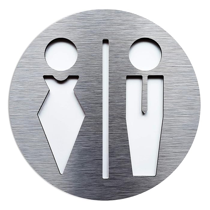 Buy BSYDESIGN Bathroom Unisex WC Door Sign - Restroom Wall/Door Symbol ...