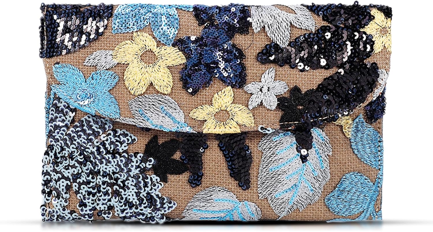 QTKJ Envelope Package, Clutch Purses for Women, Sequin Embroidered ...