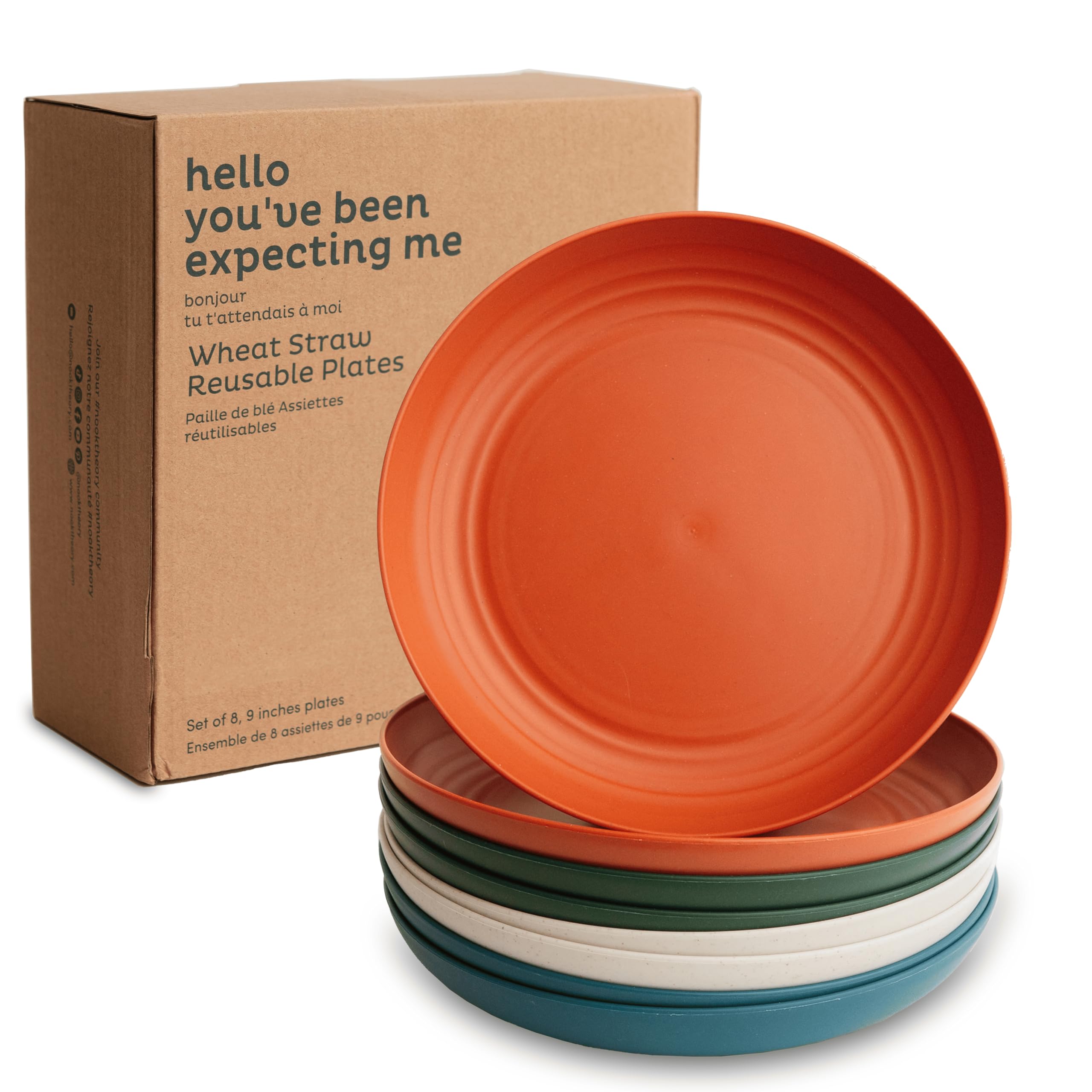 Amazon.com: Nook Theory Deep Dinner Plates 8 PCS - Wheat Straw Plates ...