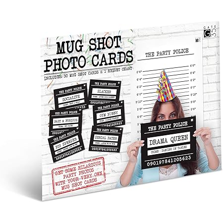 Amazon.com: 20 Funny Mugshot Signs (Black & White) - Selfie Photo Booth ...