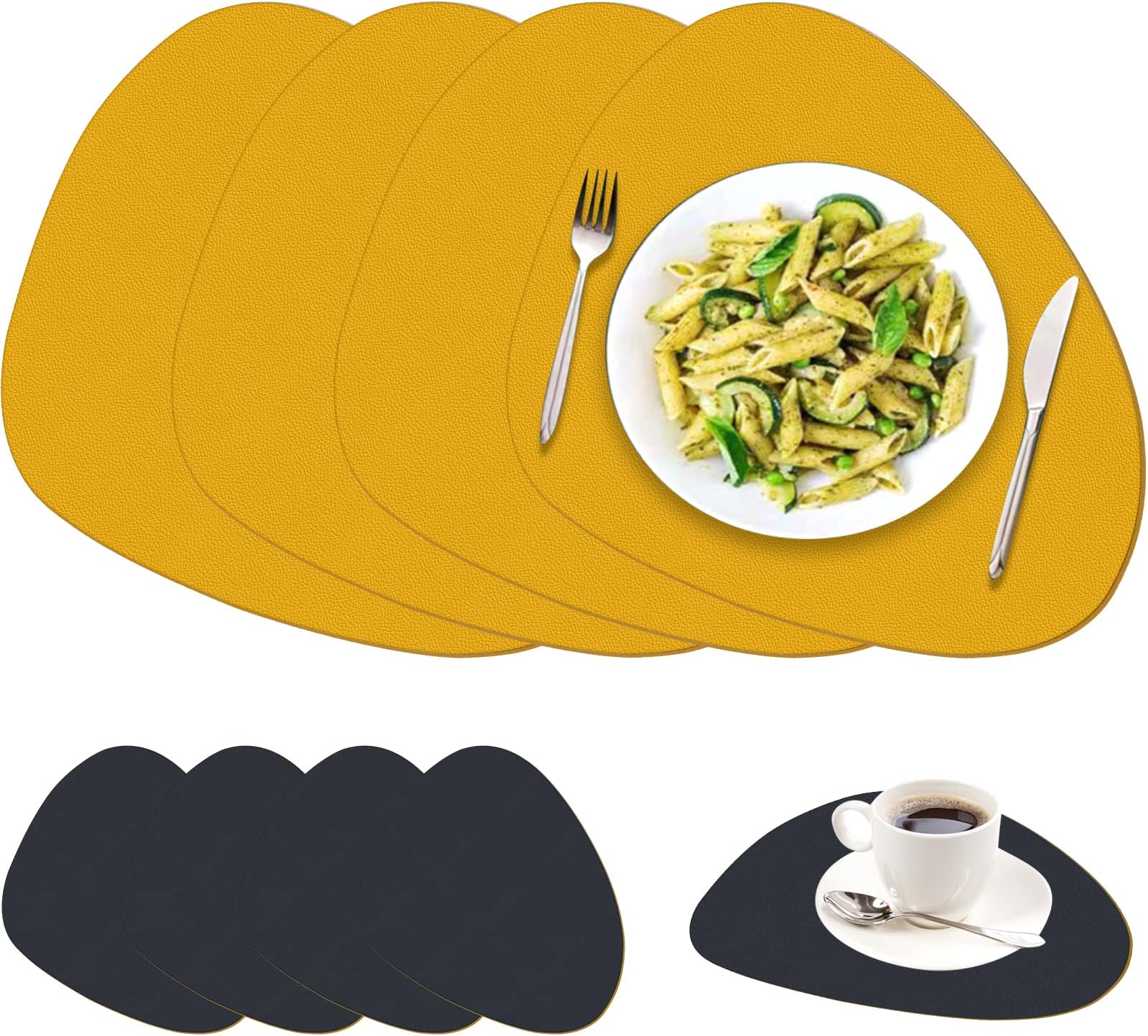 Sets de 4 Table Lavable Rond,Set Couverts de Table,Cuir Napperons ...