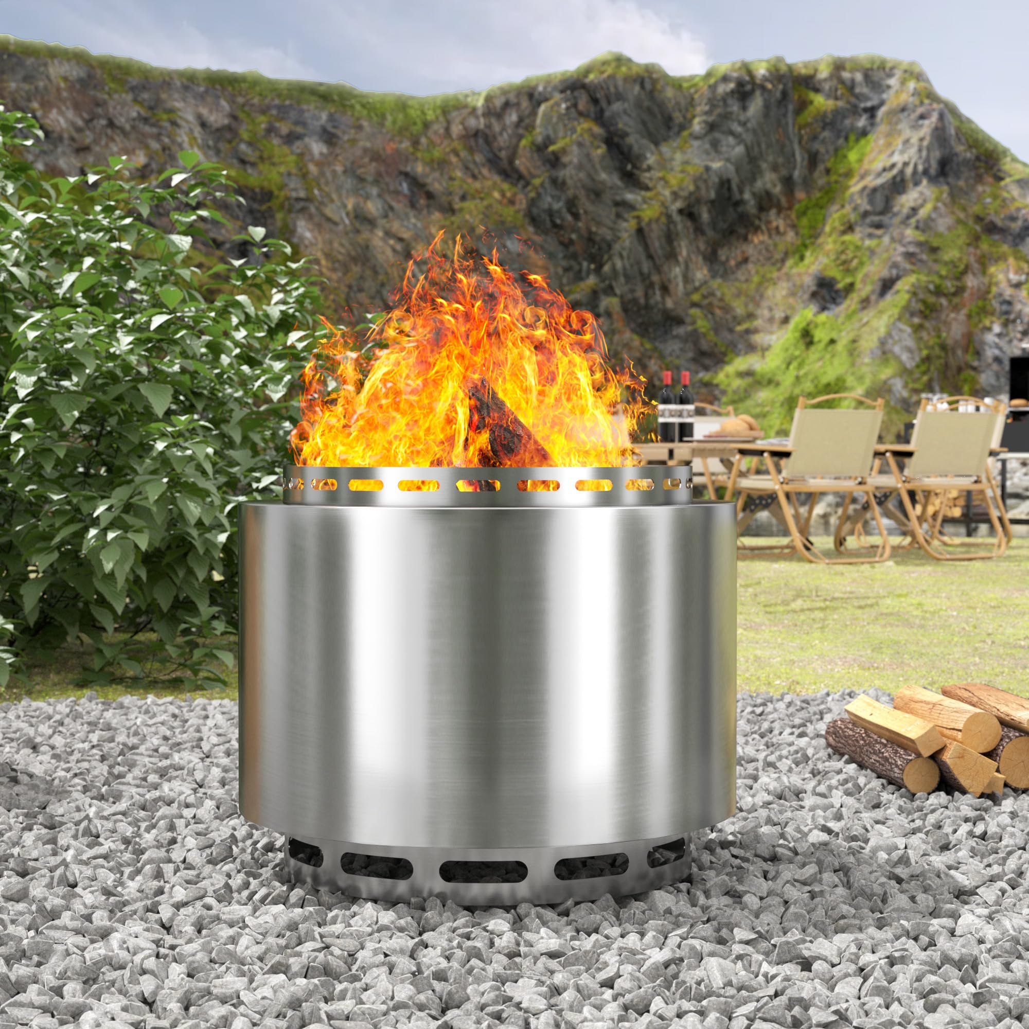 Amazon.com : Gotland 19 inch Smokeless Fire Pit Stove with Ash Poker ...