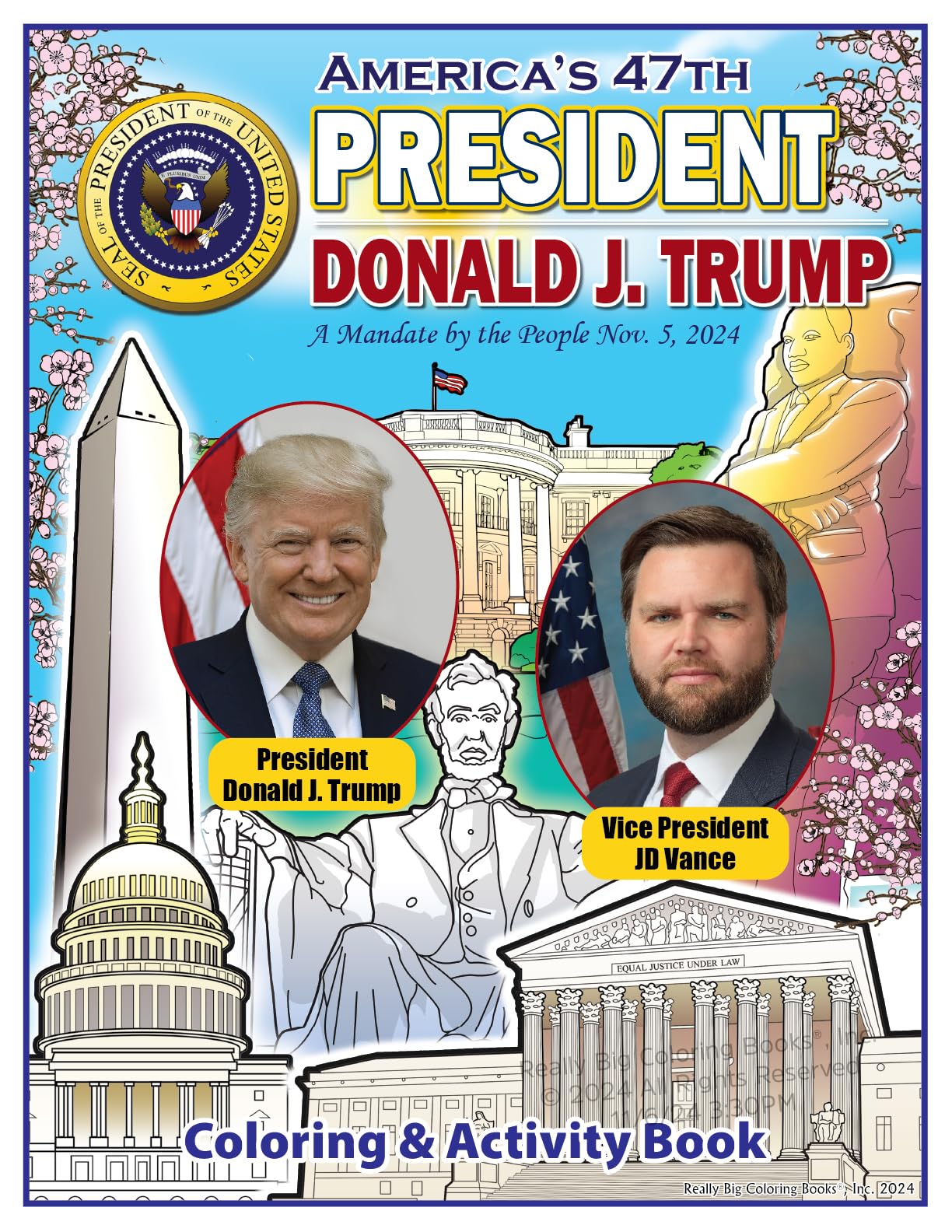 President Donald Trump Coloring Book with JD Vance Vice President: N ...