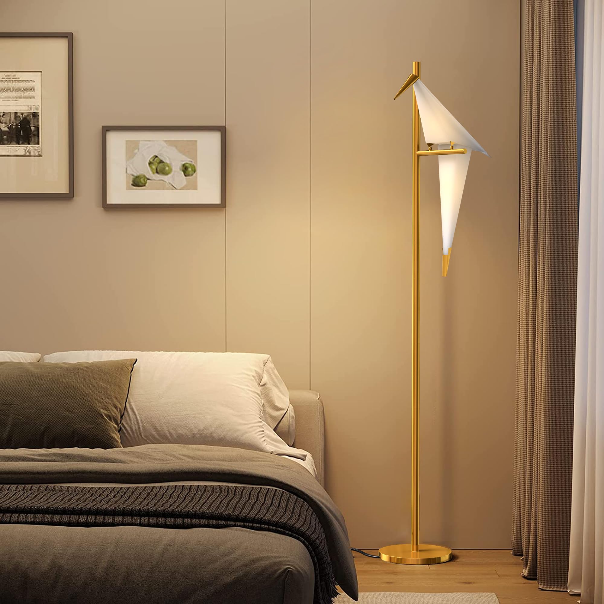mfanchan 62 Inch Modern Bird Floor Lamp, Gold Bird Swing Floor Light ...