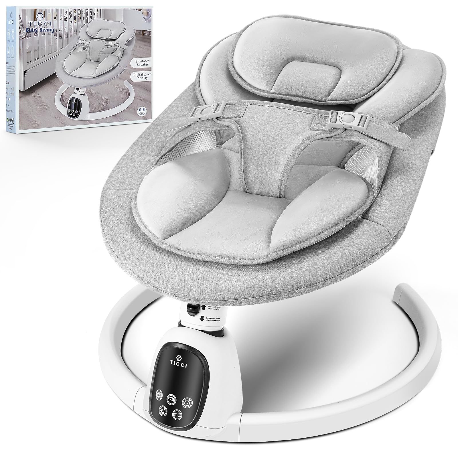 Snapklik.com : Baby Swings For Infants, 5 Speed Bluetooth Baby Bouncer ...