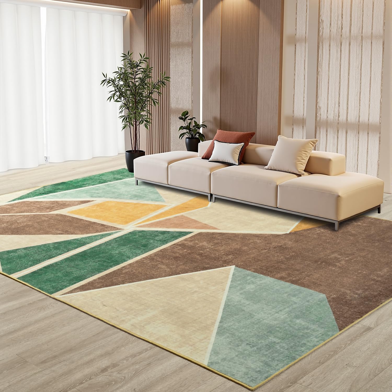 Amazon.com: RUGICI Modern Geometric Area Rug 5x7, Washable Area Rugs ...