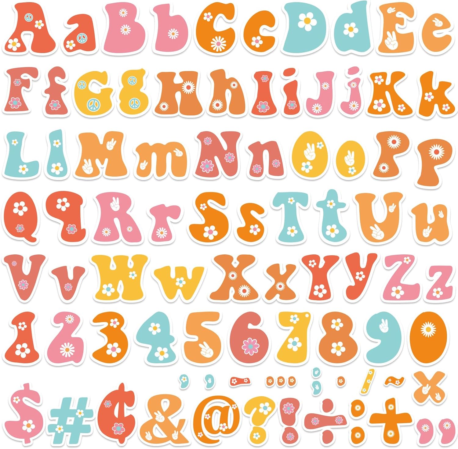 Amazon.com: 260pcs Groovy Bulletin Board Letters for Classroom 4 ...