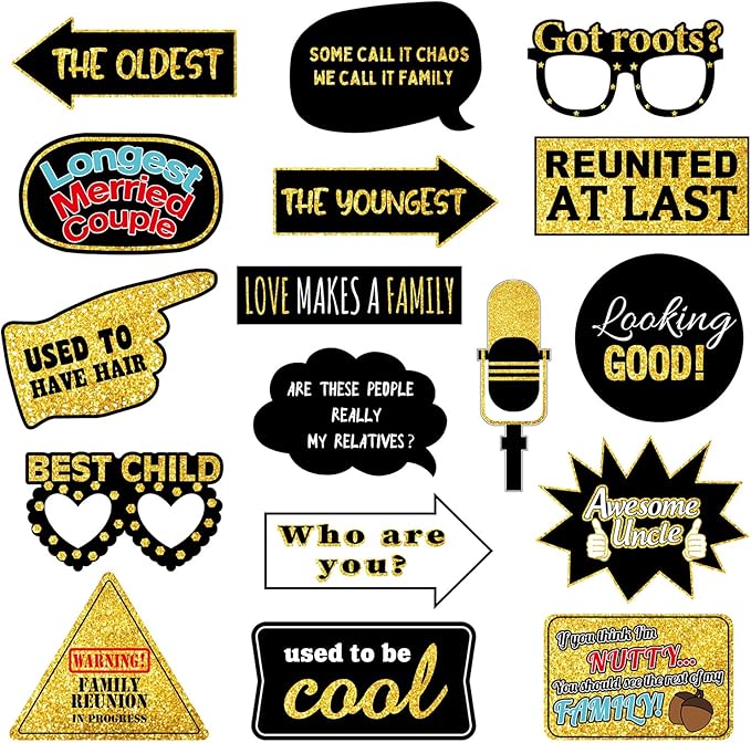 Amazon.com: Hilarious 17Pcs Family Reunion Photo Booth Props Funny ...