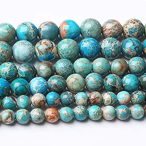 Amazon.com: Natural Blue Emperor Stone Beads Gemstone Round Crystal Energy Jade Beads Stone ...