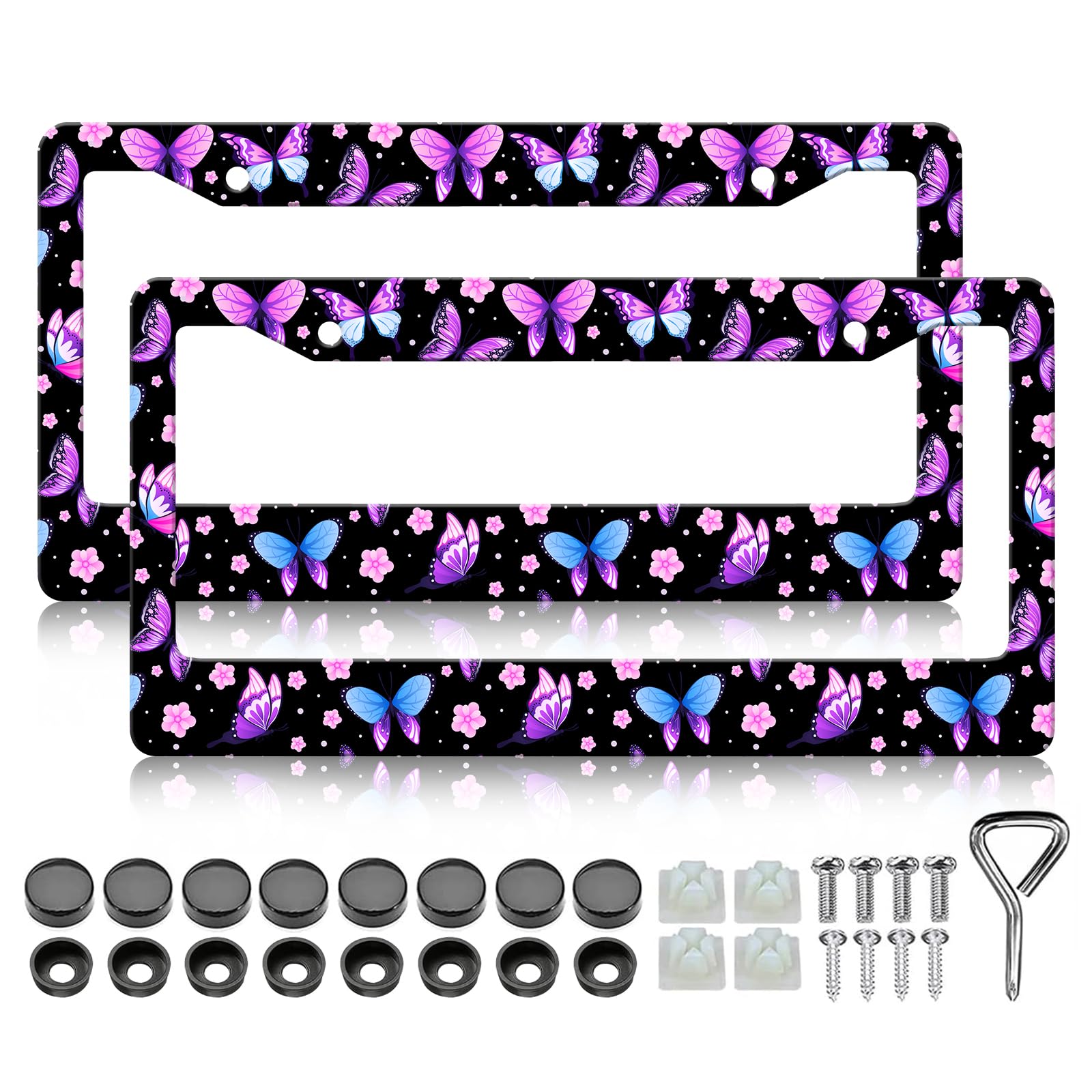 Amazon.com: Butterfly License Plate Frame - 2 PCS Beautiful Purple ...