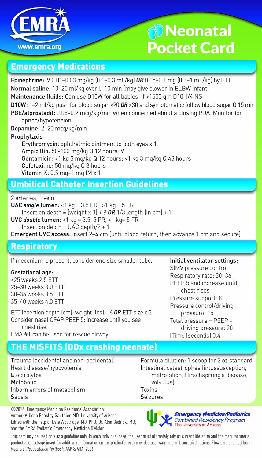 Neonatal Pocket Card: Allison Peasley Gauthier, MD: 9781929854356 ...