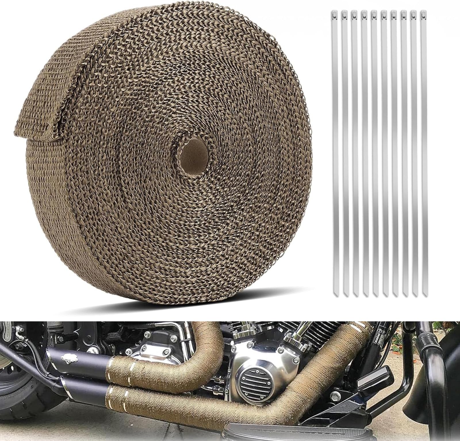 GEARLEADER 20M*5CM Car Exhaust Wrap Roll Titanium for Car Motorcycle ...