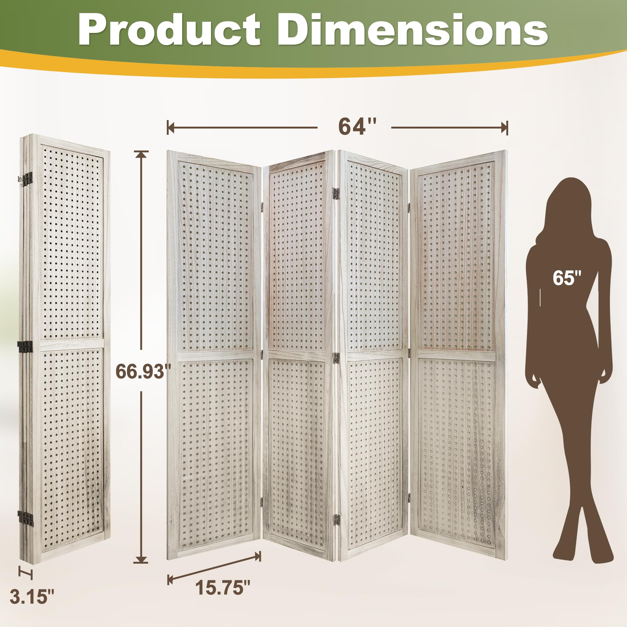 Snapklik.com : 4 Panel Pegboard Display,5.6FT Wood PegBoard Room ...