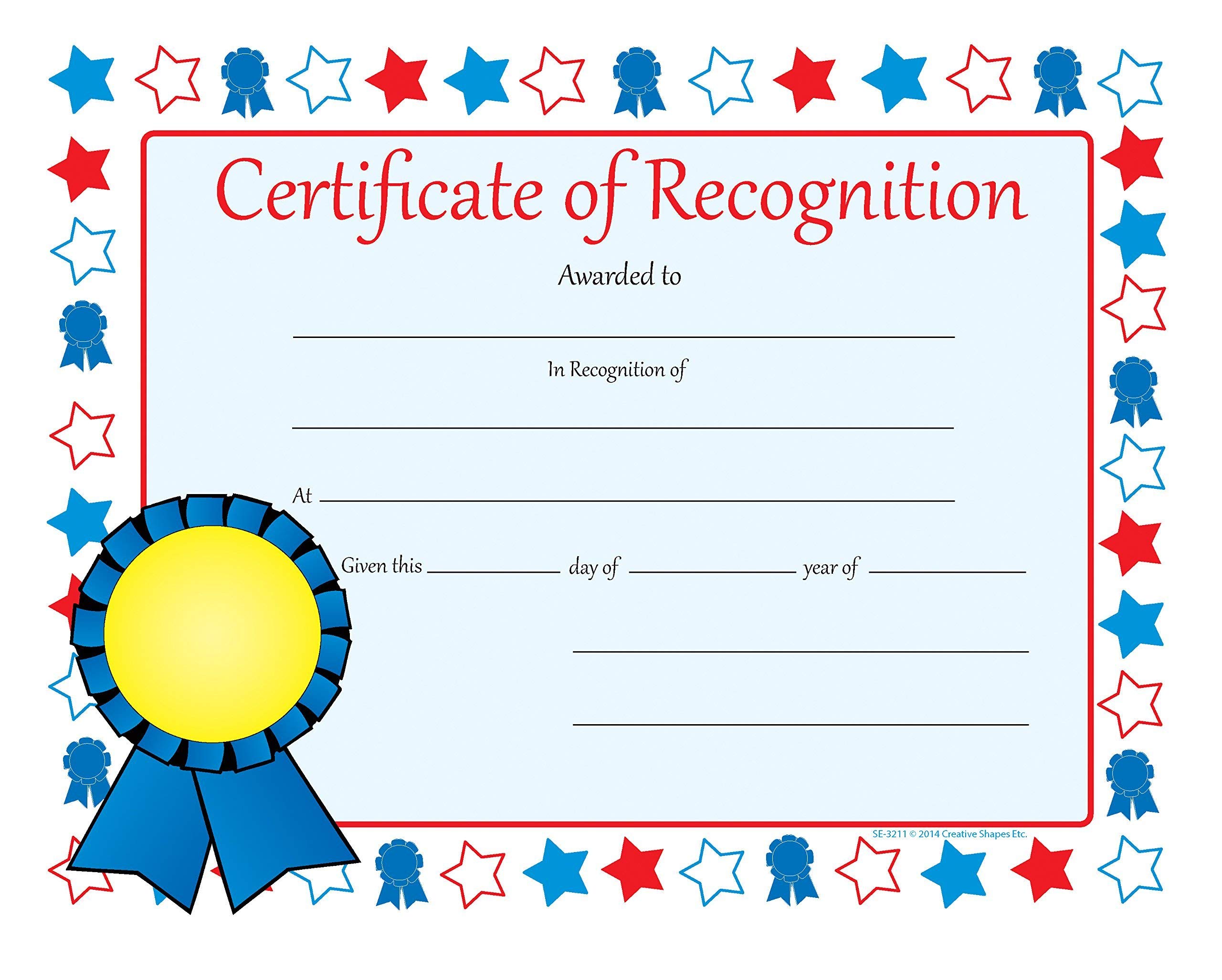 Certificate Of Recognition For Kids
