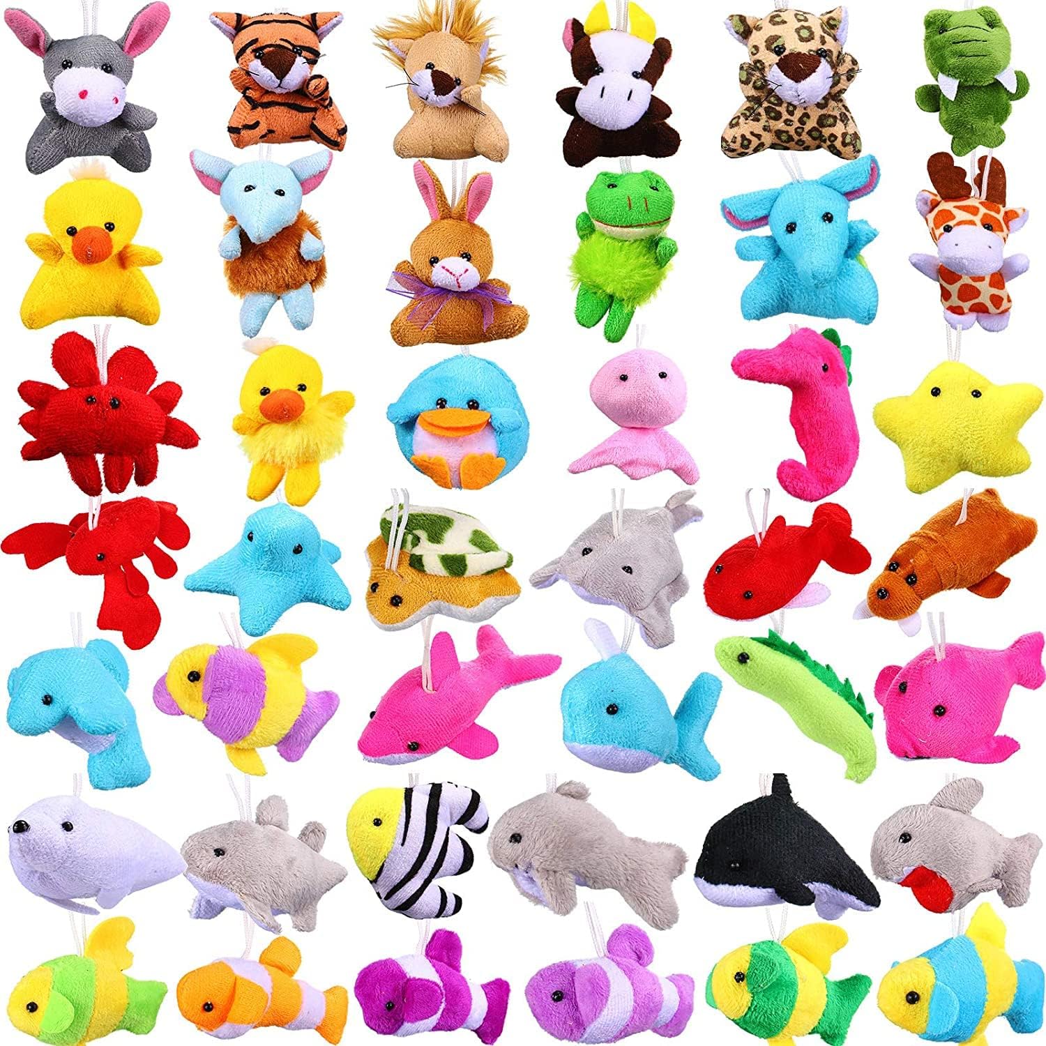 42 Pack Mini Plush Animals Toys Set, Cute Small Stuffed Animal Keychain ...