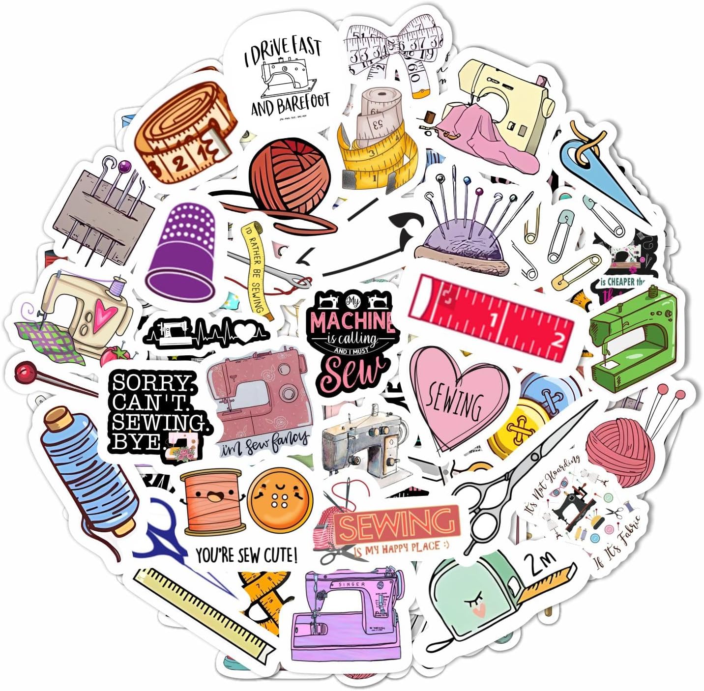 Amazon.com: Sewing Stickers for Water Bottle and Laptop - Tailor Party ...