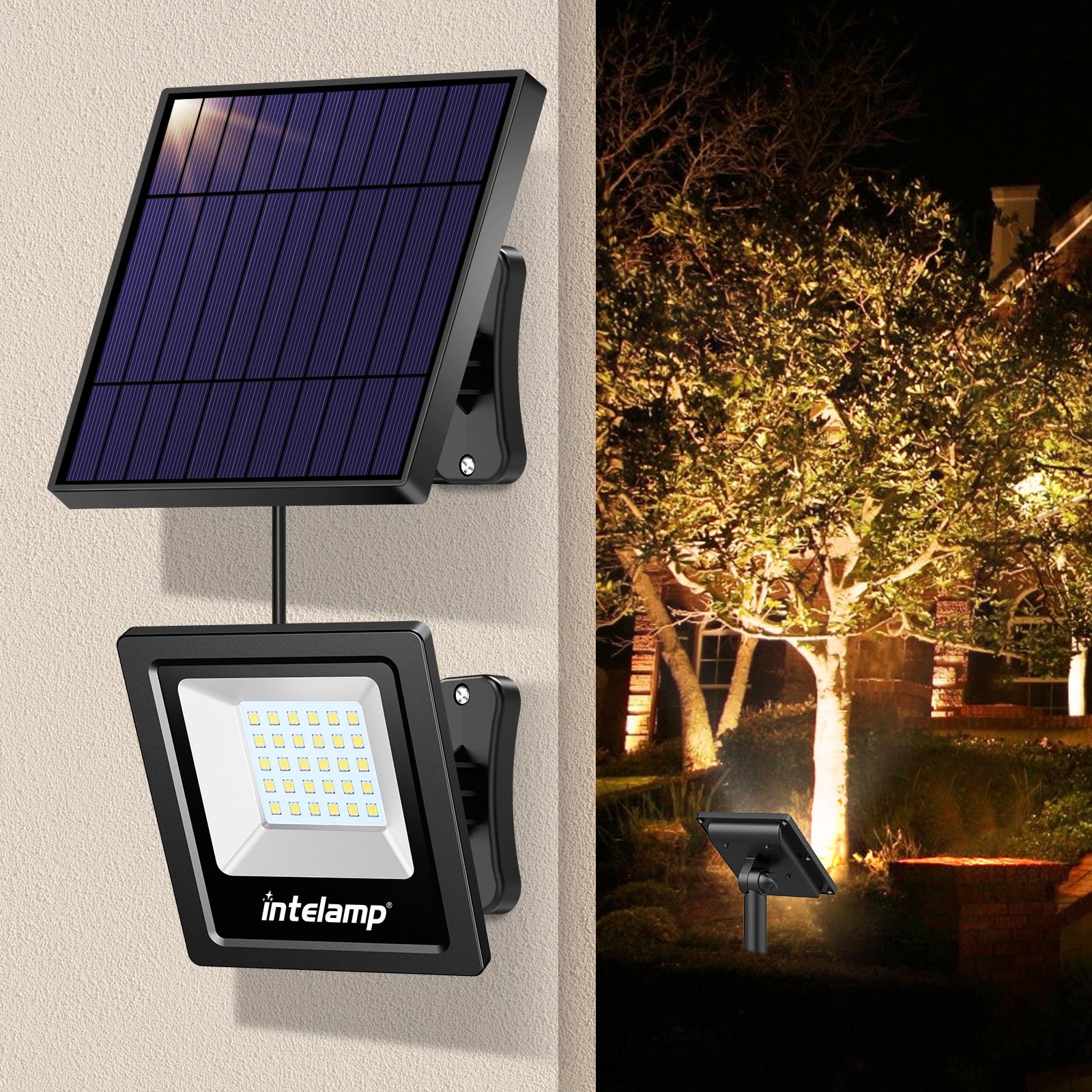 1 x RAW Customer Returns intelamp Solar Outdoor Flood Lights 1200LM IP ...