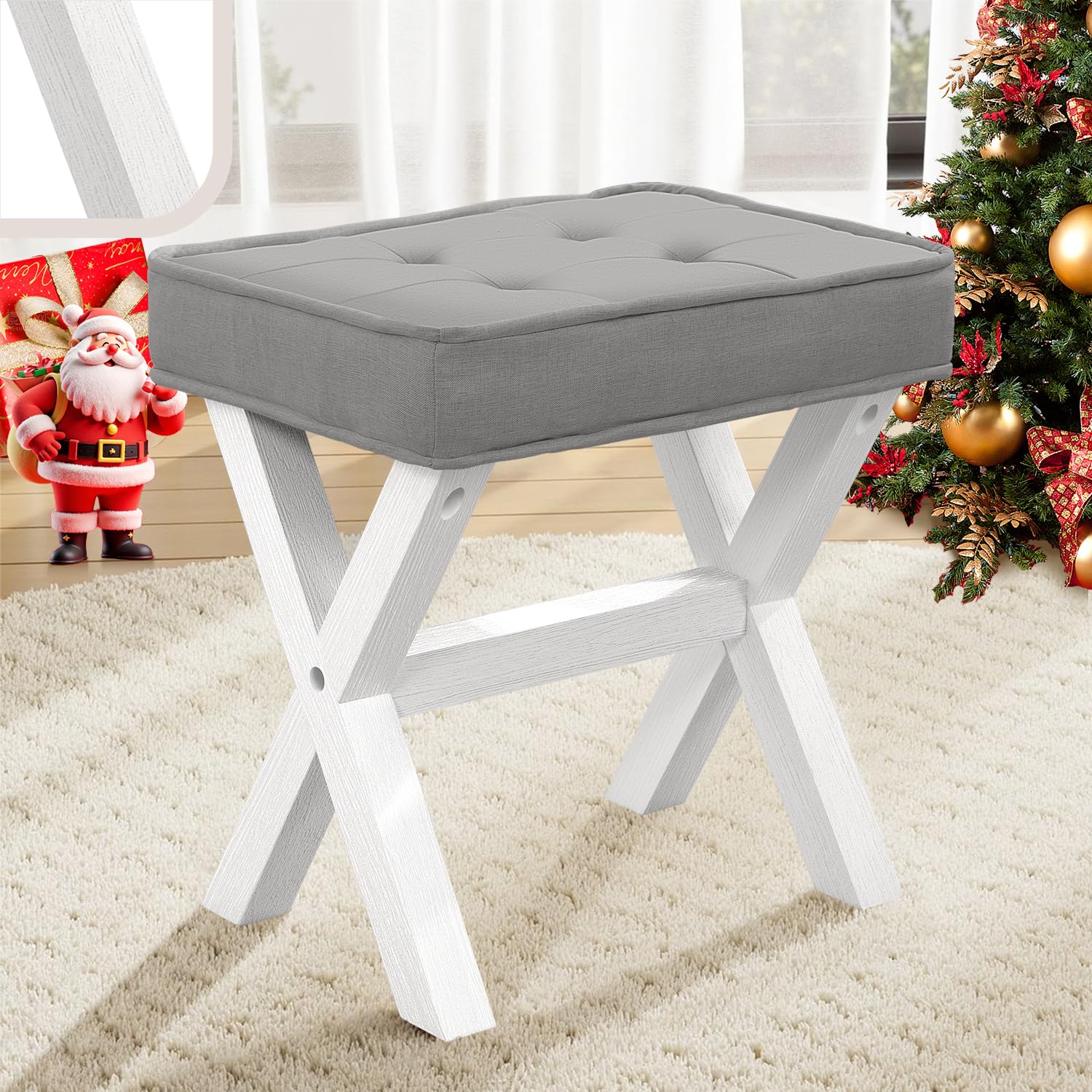 Amazon.com: COSTASKF Ottoman Foot Stool, Upholstered Cushion Vanity ...