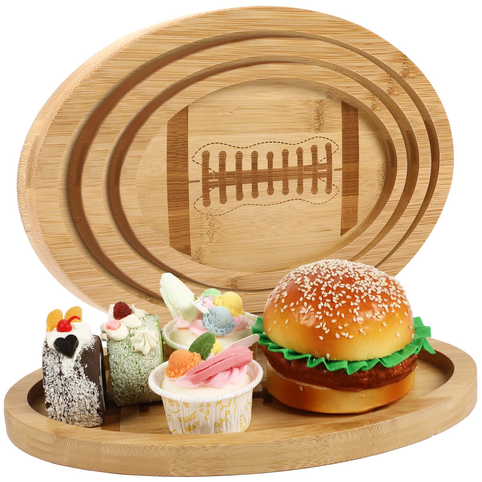Amazon.com: QOUBAI 3pcs Football Serving Trays Decorations Wooden ...