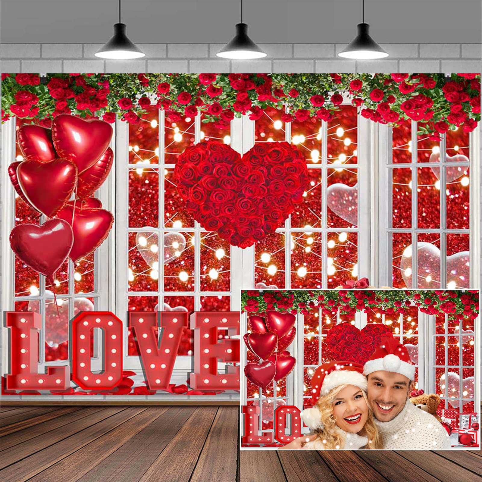 Amazon.com : 7x5ft Valentine's Day Backdrop Lover Couples Valentines ...