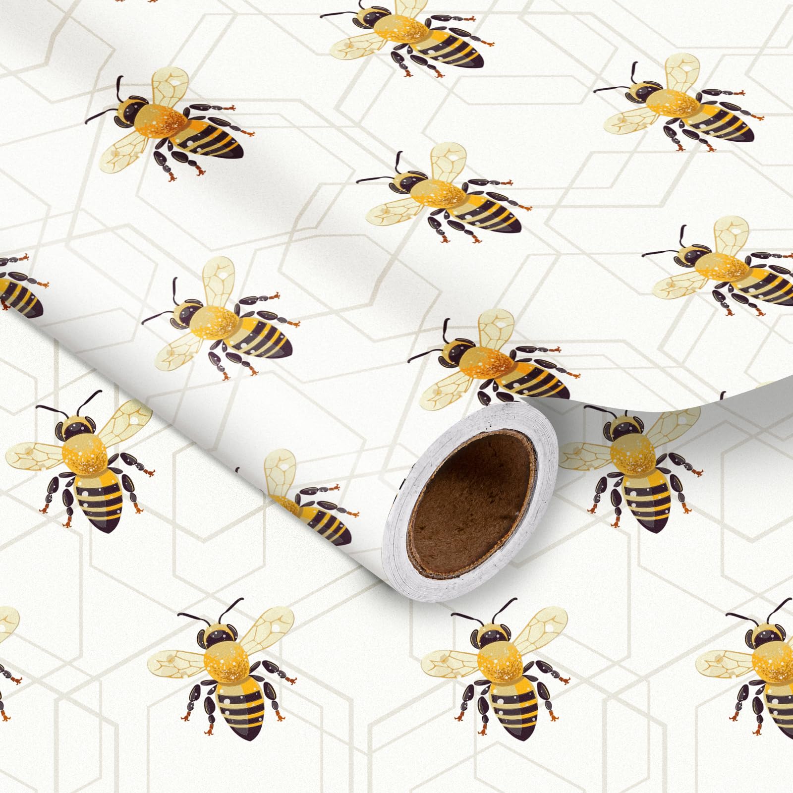 Amazon.com: LeZakaa Bee Wrapping Paper Roll - Mini Roll - Bees Buzzing ...