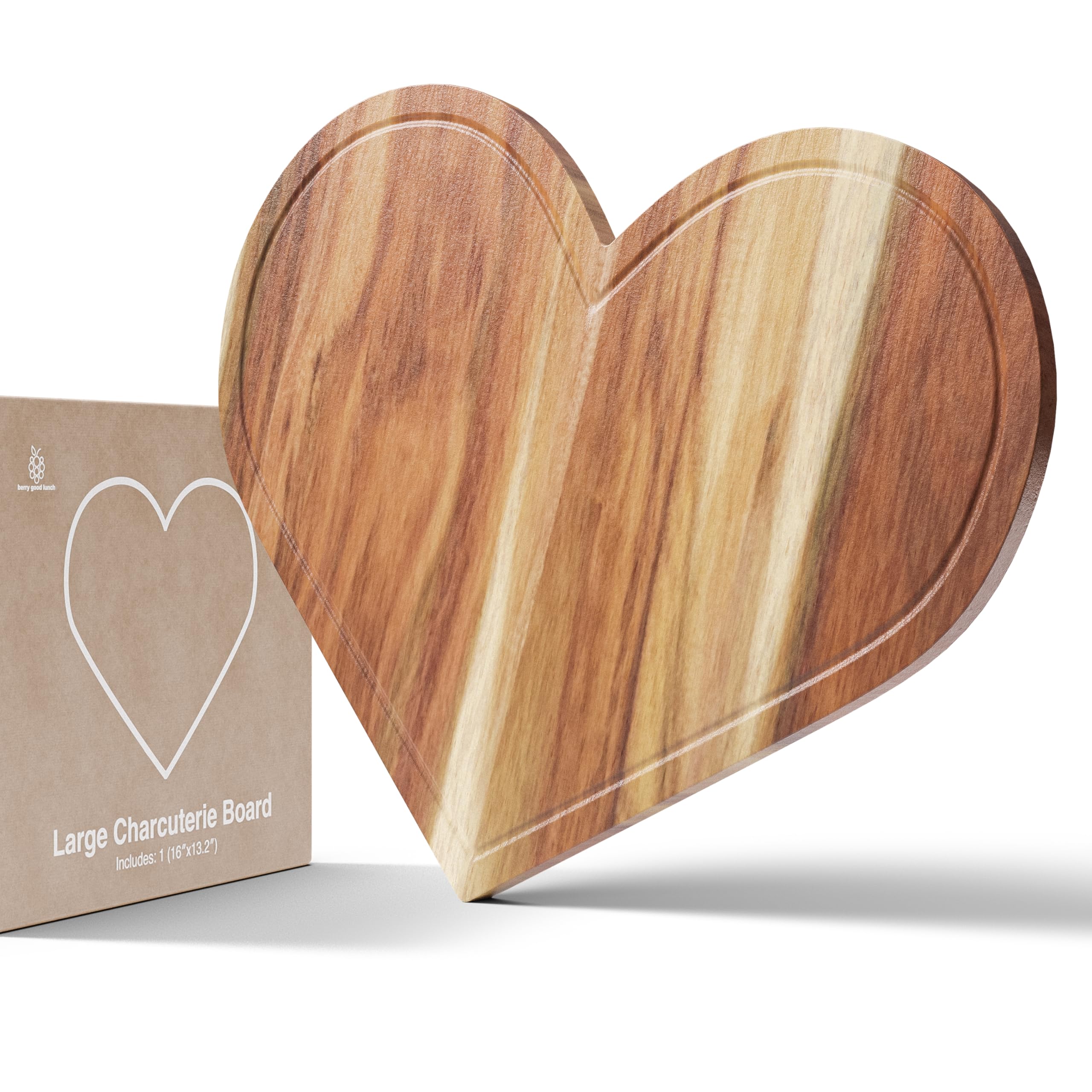 Snapklik.com : New - Large Heart Charcuterie Board - Acacia Wood ...