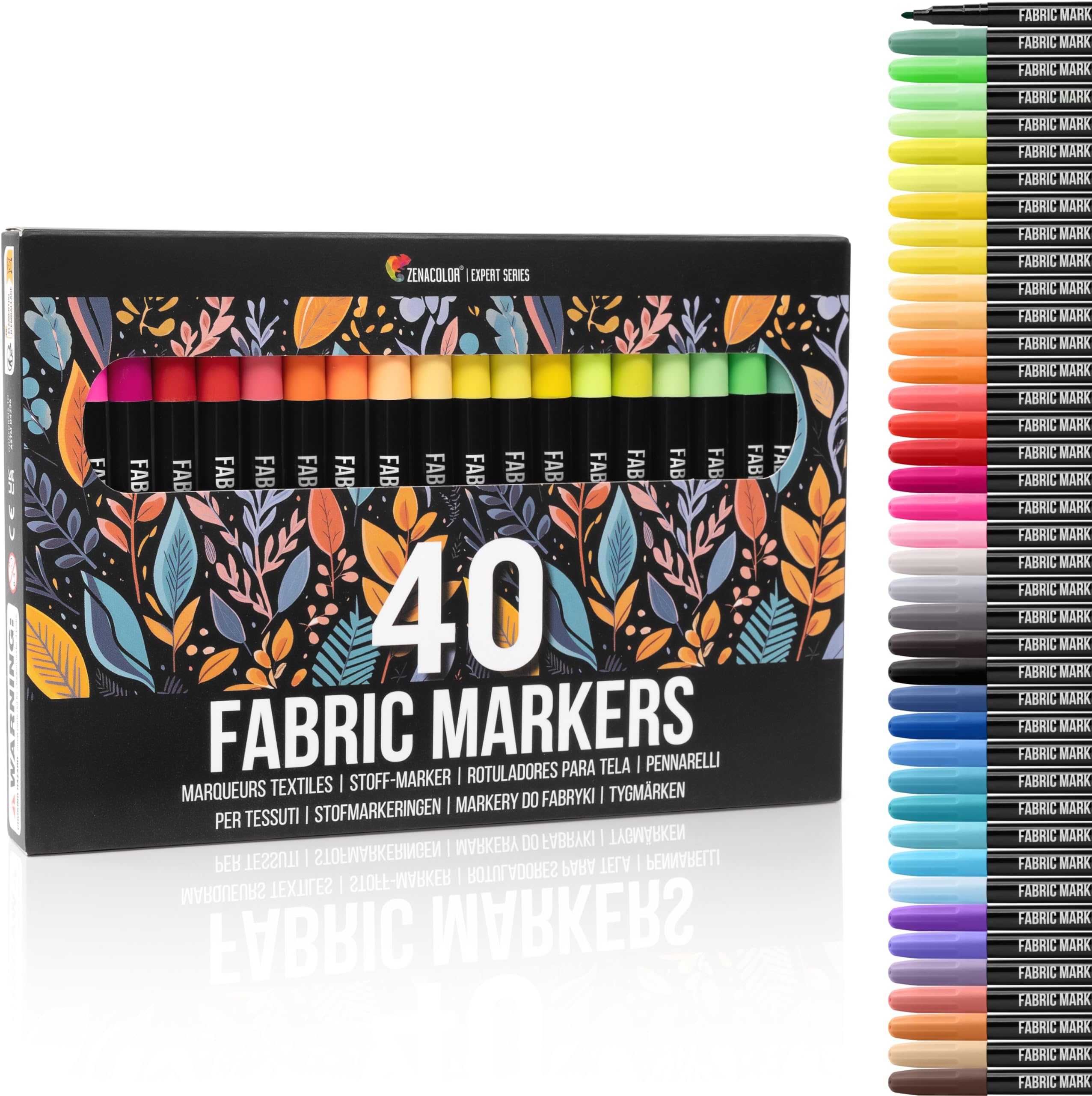 Amazon.com: Zenacolor 40 Fabric Markers Pens Set - Non Toxic, Indelible ...