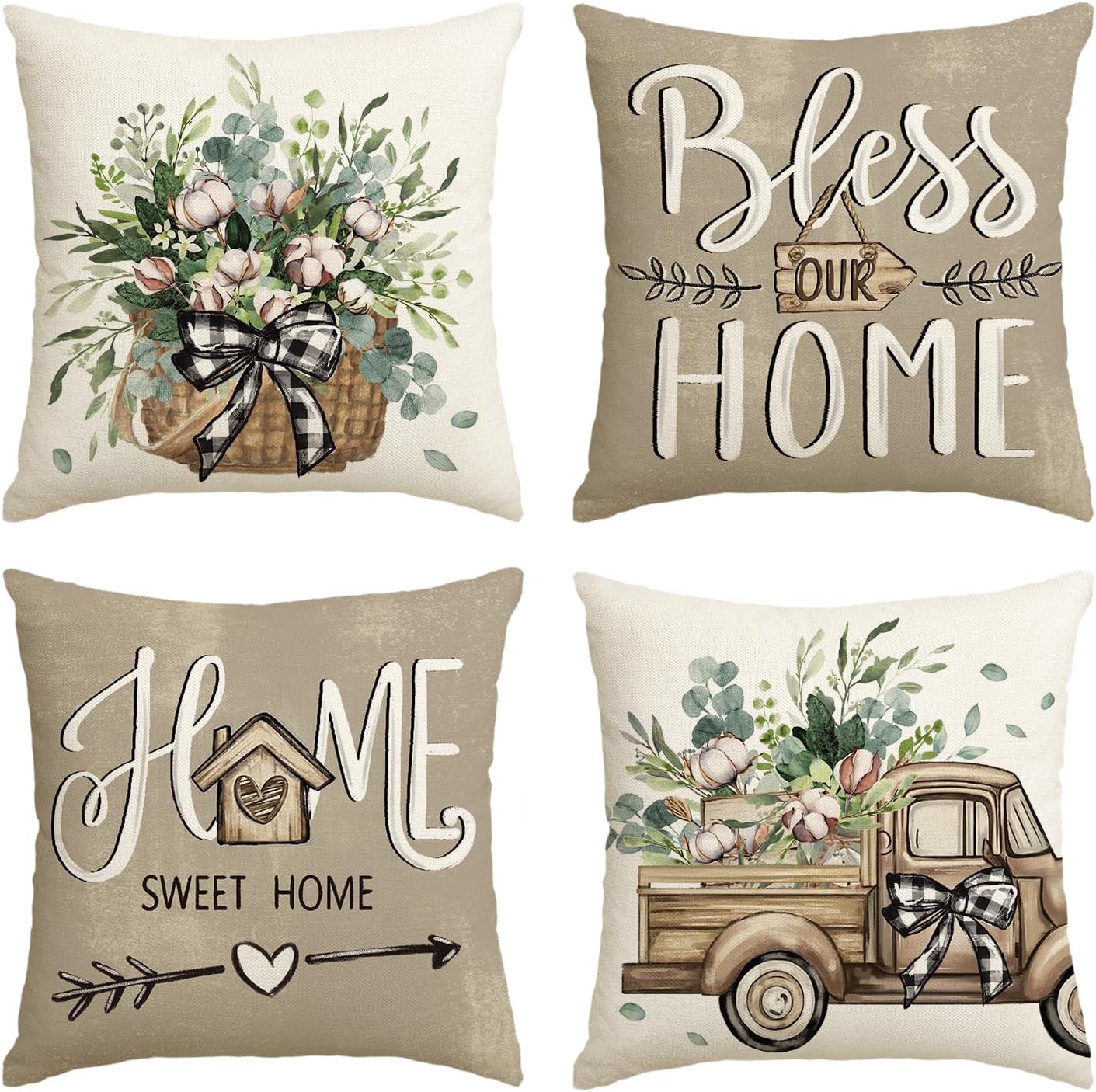 Amazon.com: AENEY Spring Decor Pillow Covers 18x18 for Couch Set of 4 ...