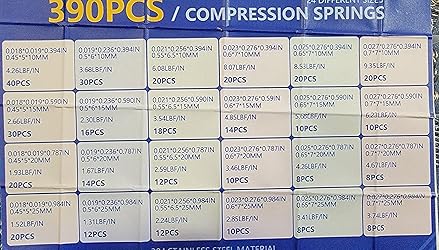 Compression Springs Assortment Kit, 390 Pcs 24 Different Sizes ...