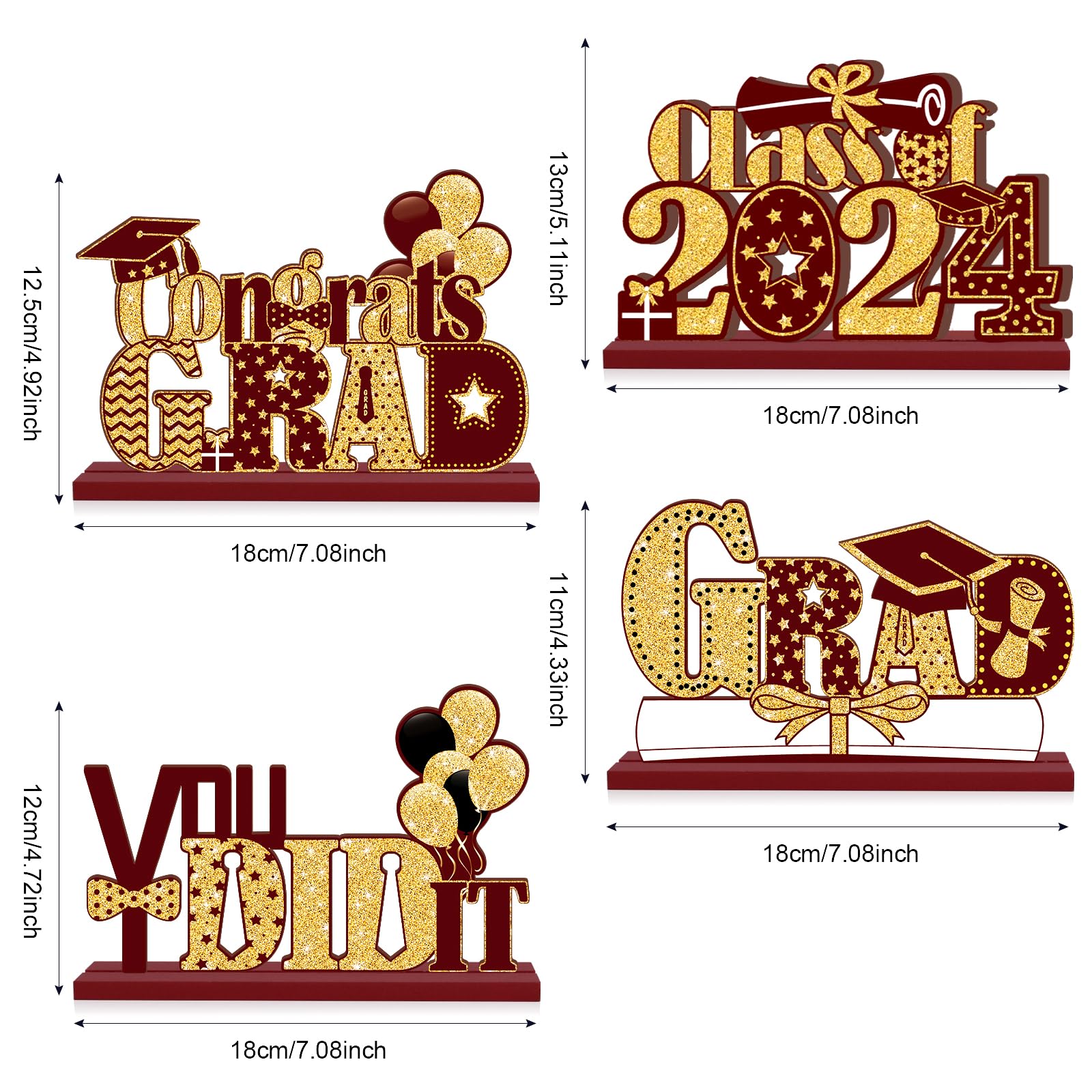Buy 4 Pieces 2021 Graduation Party Decorations Wooden Class of Grad ...