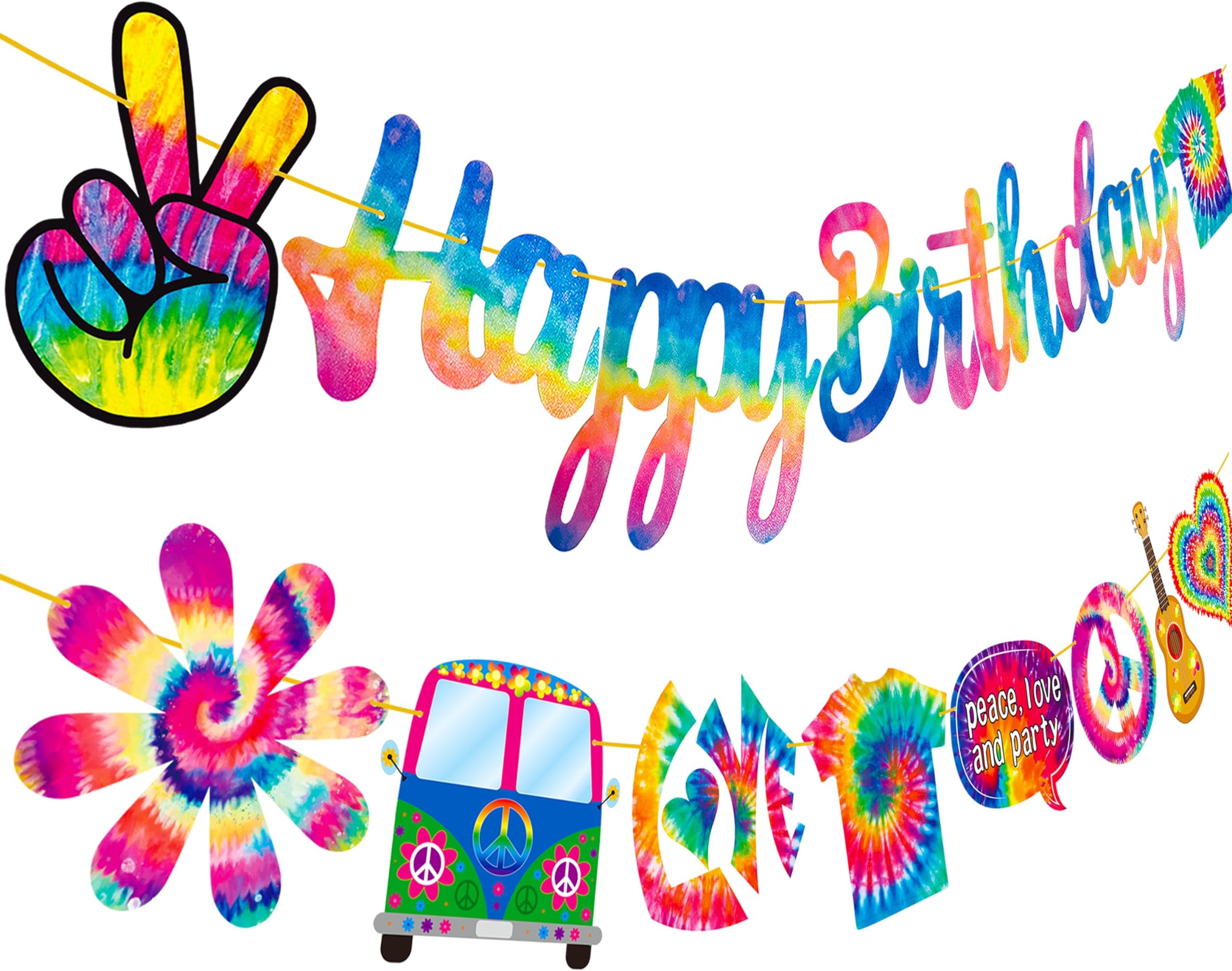 Amazon.com: POP parties Ink Tie Dye Happy Birthday Banner - Party ...