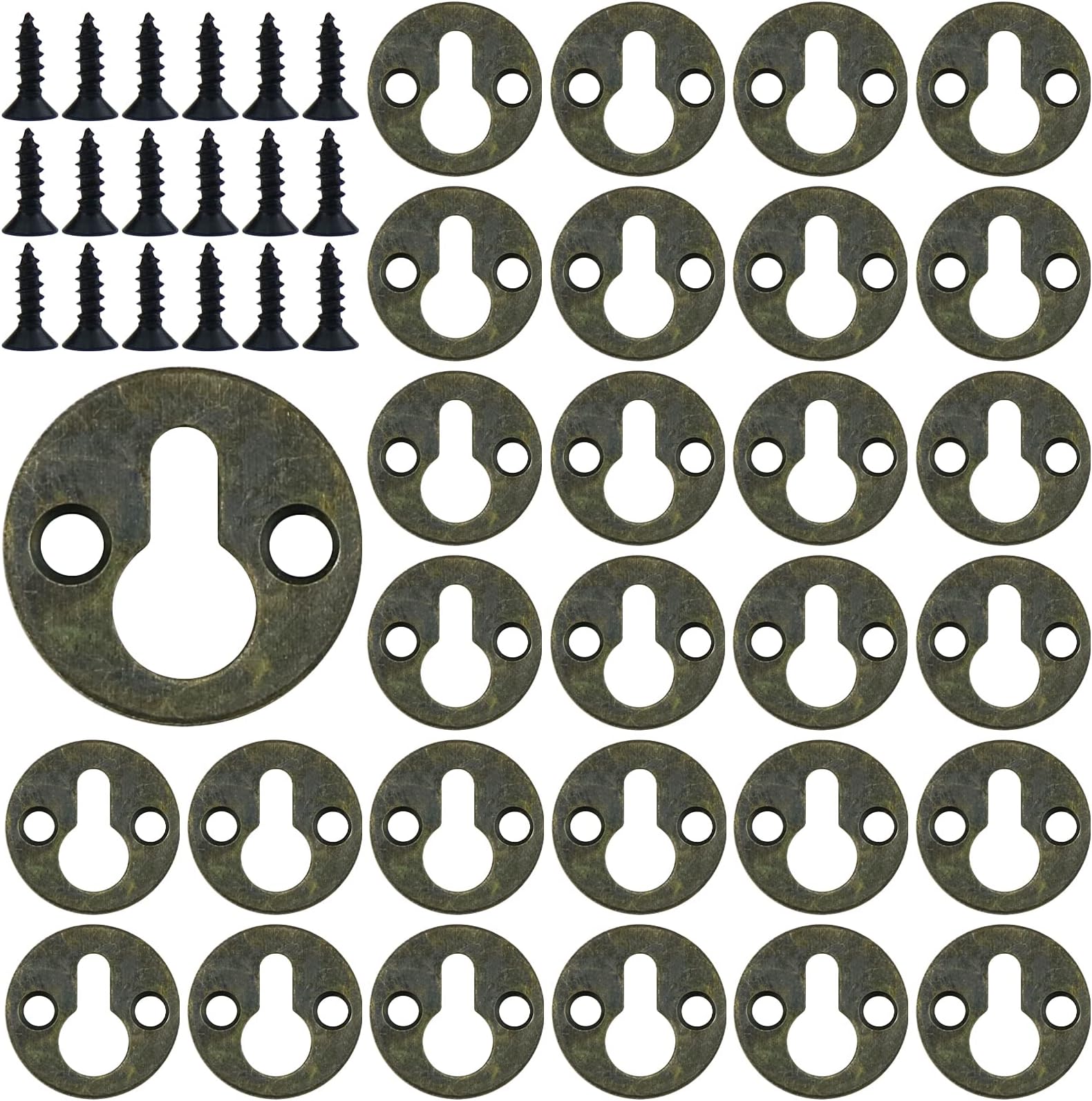 Adiyer 50pcs Round 25mm / 1-inch Mortise Type Metal Keyhole Hangers ...