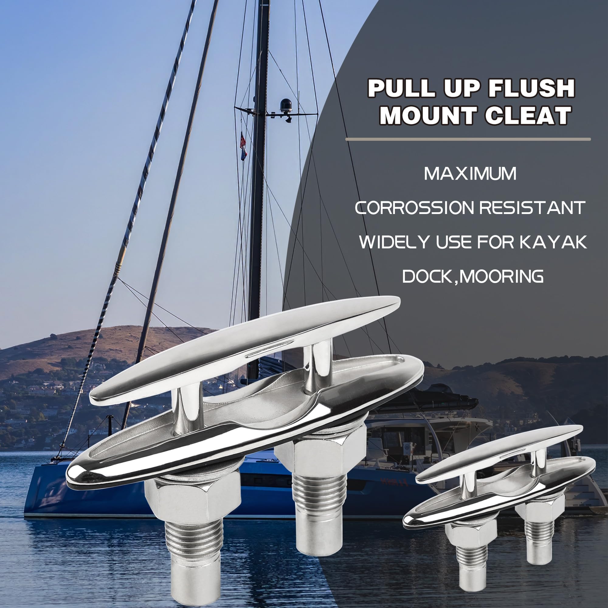Snapklik.com : Pop Up Cleat For Boat 5 Inch 316 Stainless Steel ...