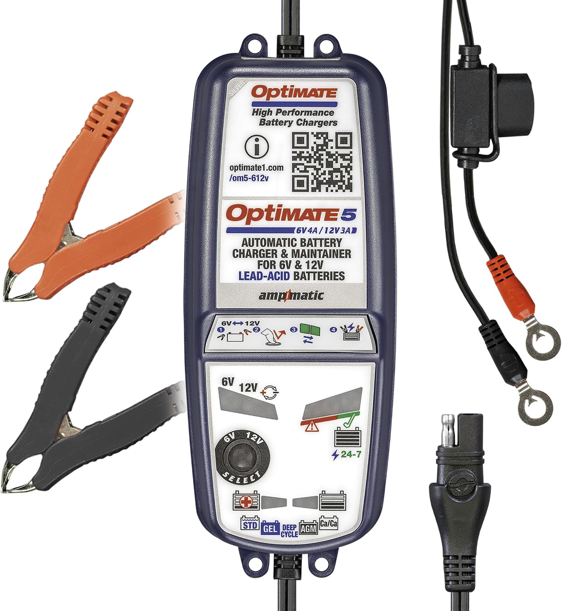 OptiMate 5 Select 6V 12V Motorcycle Car Smart Automatic Battery Charger ...