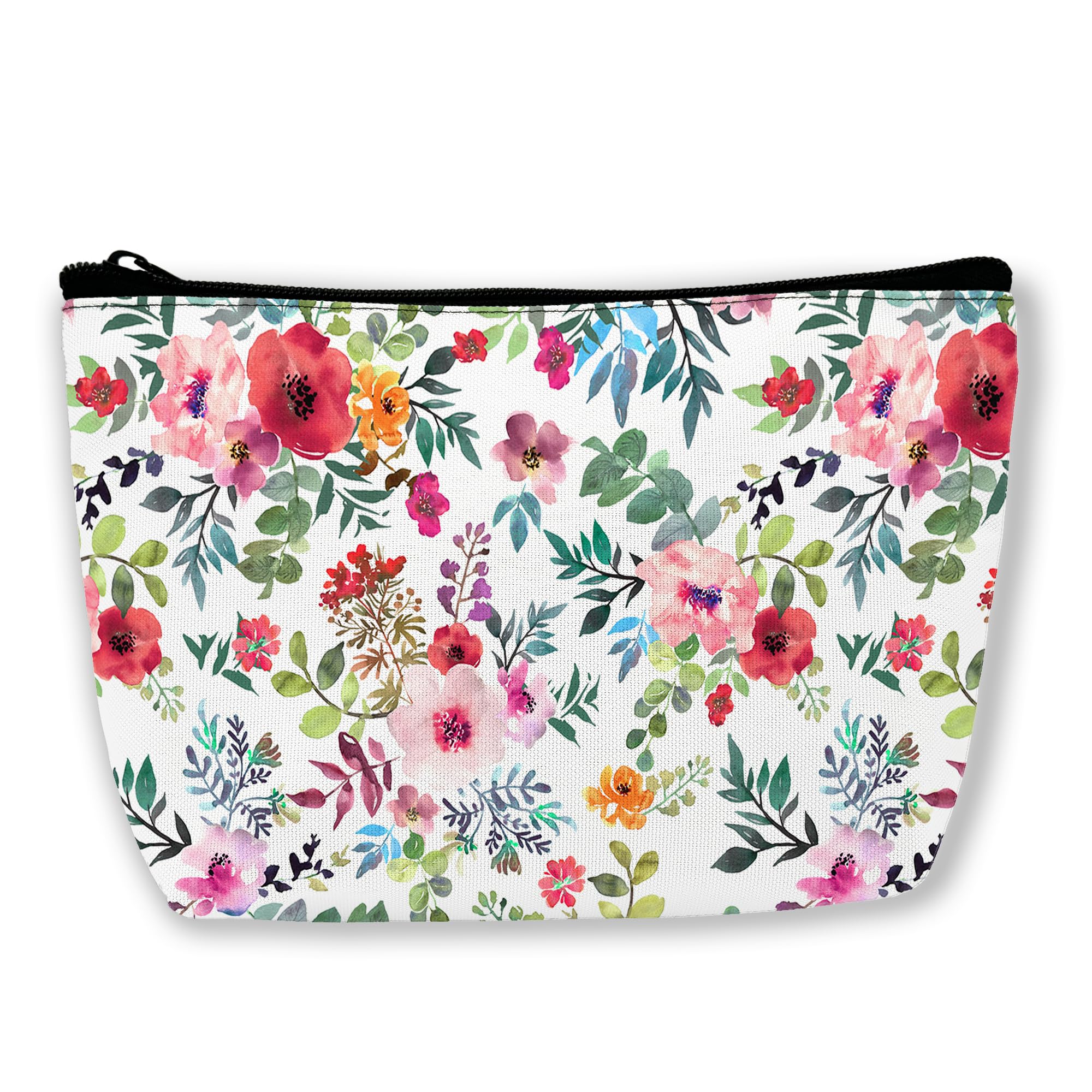 Amazon.com: BUYIDUI Watercolor Floral Flowers Cosmetic Bags Makeup Bags ...