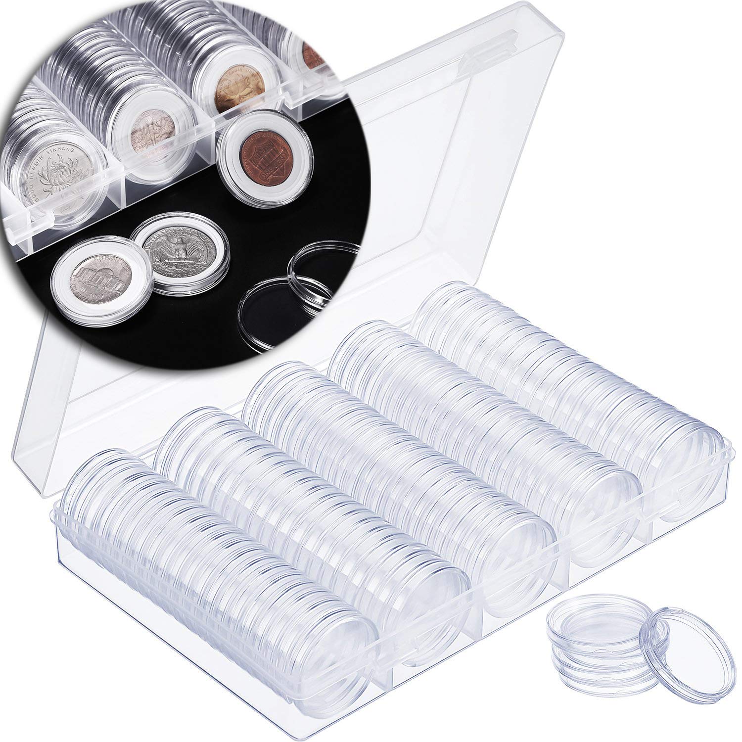 Amazon.com: 100 Pack of Coin Collector Capsules with Storage Case and ...