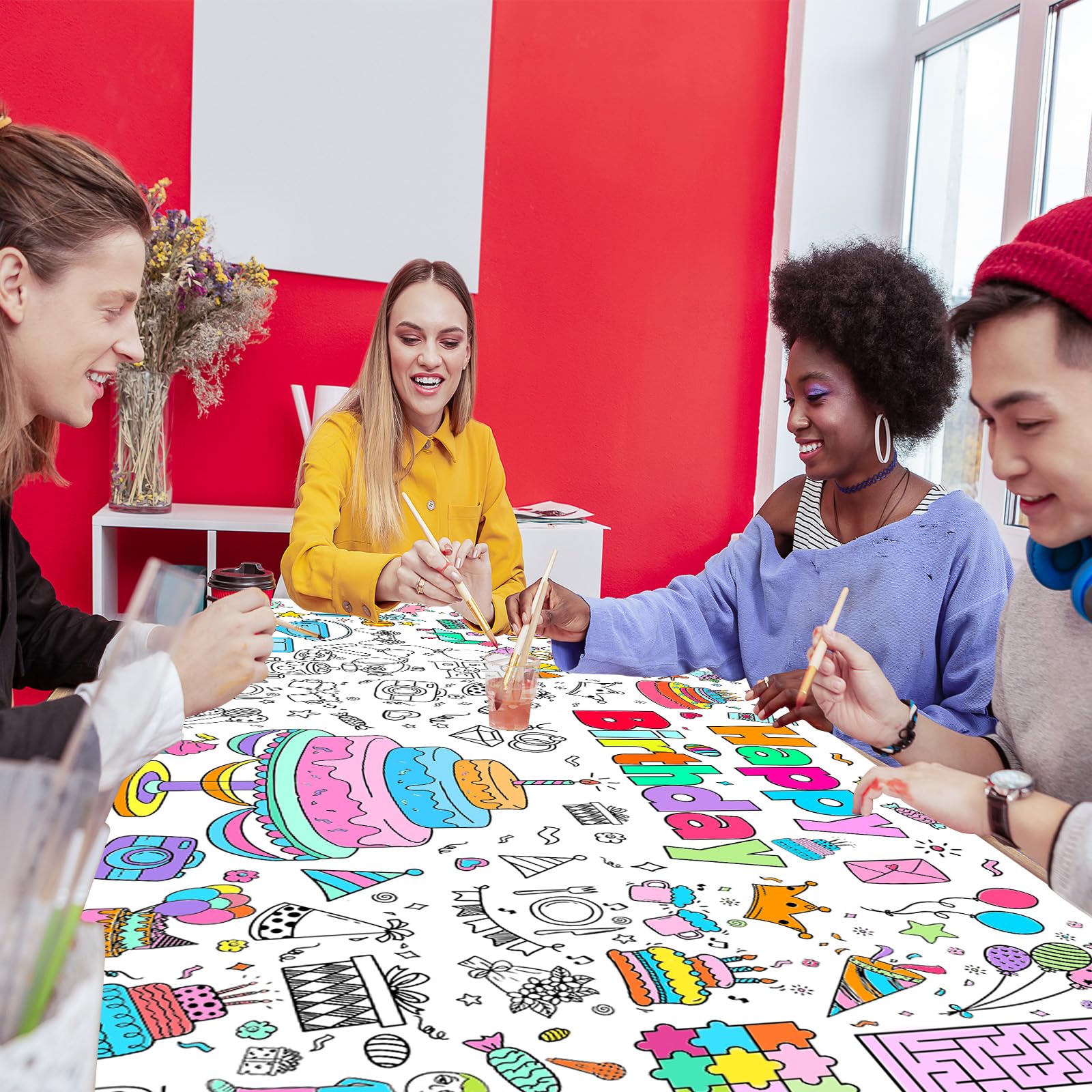 Snapklik.com : Happy Birthday Coloring Poster, 72 X 30 Inch Giant ...