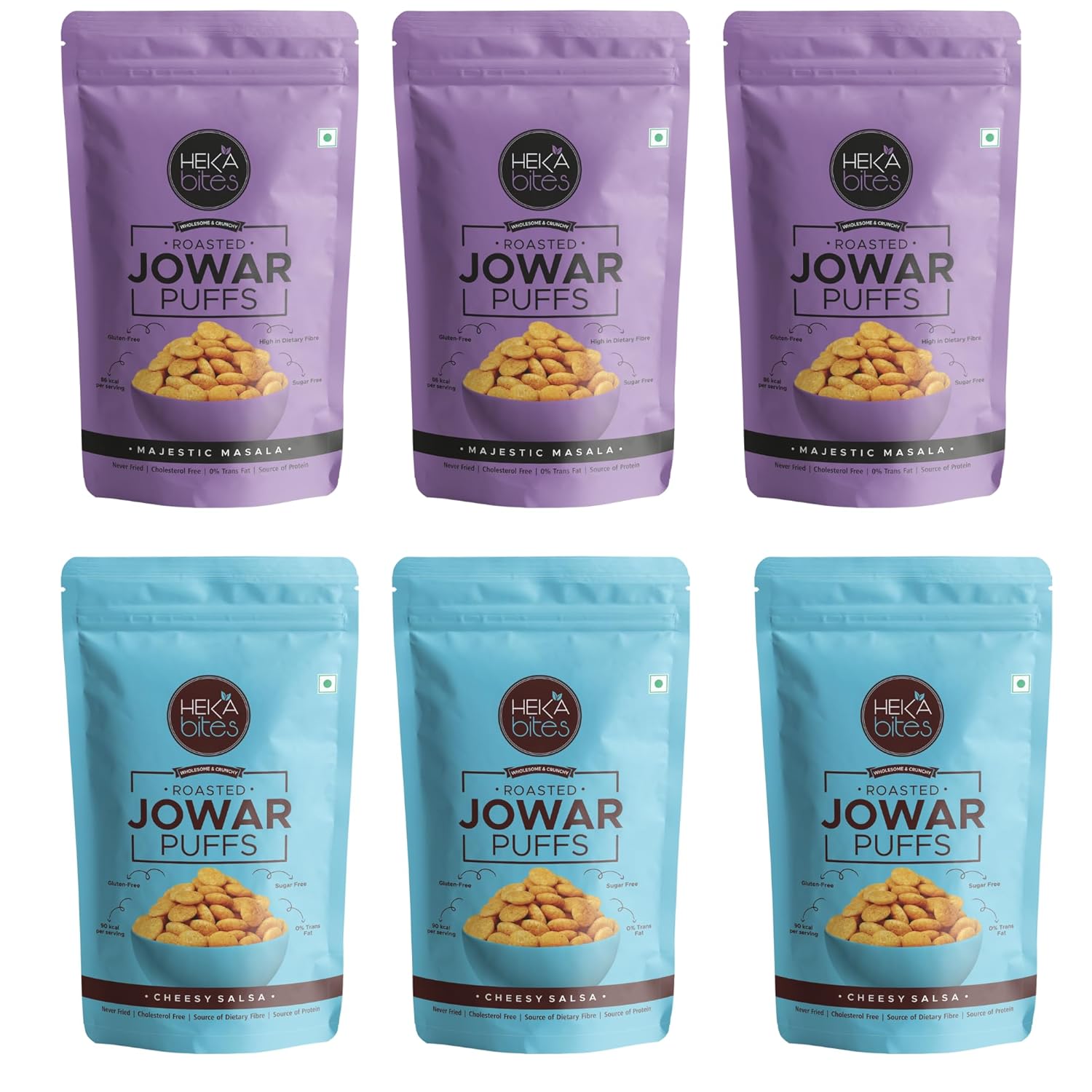 HEKA bites Roasted Jowar Puffs Assorted - Pack of 6 | Made with 80% ...