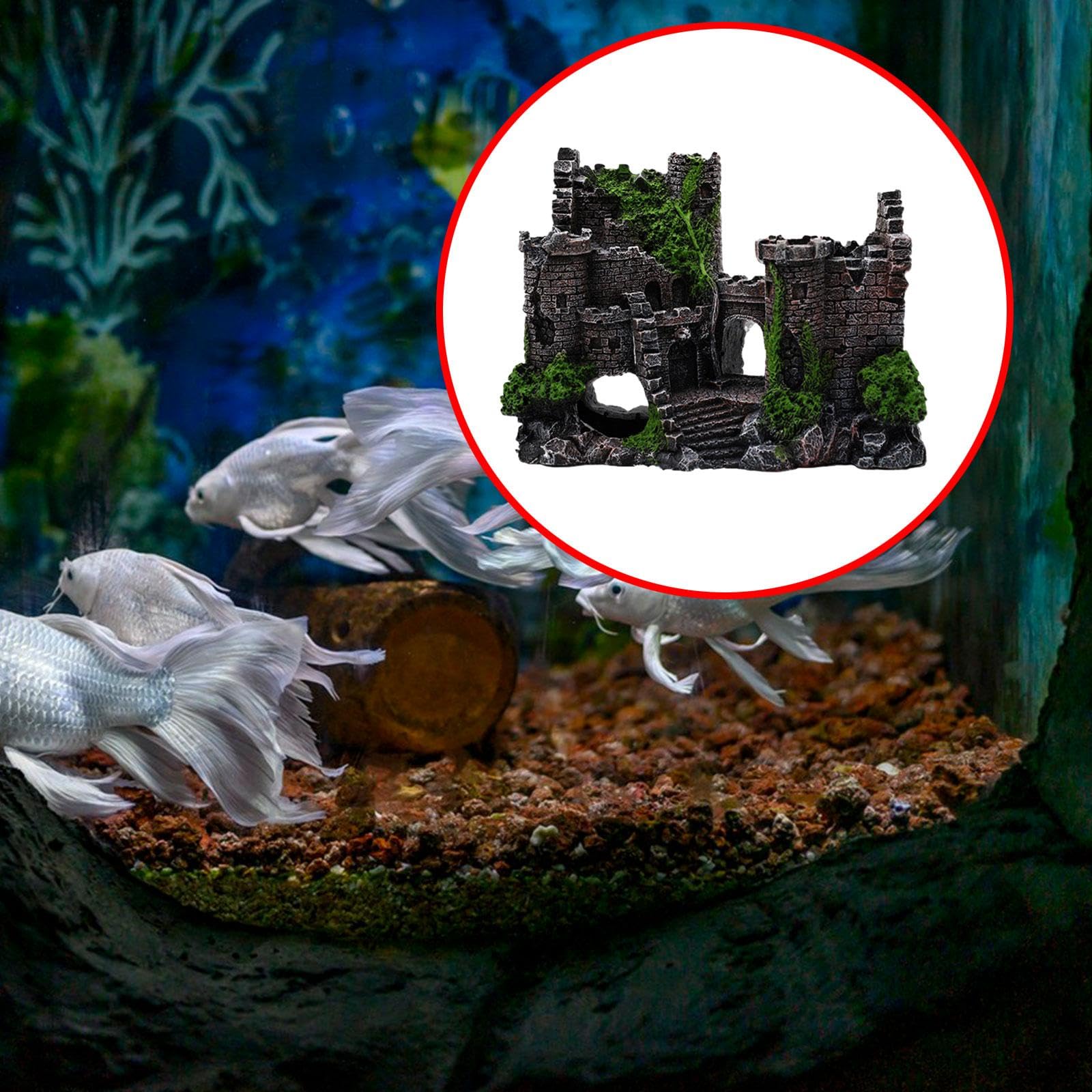 Tropical Fish Tank ANCLLO Aquarium Medieval Resin Castle Decorations ...