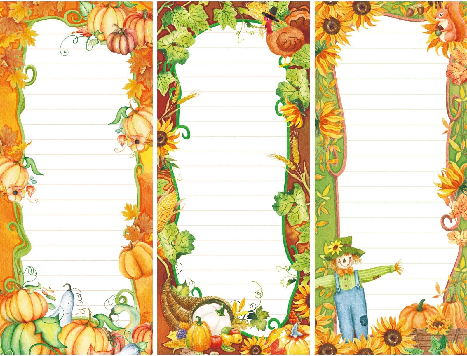 Amazon.com : Whaline 3Pcs Fall Magnetic Notepads Thanksgiving List To ...