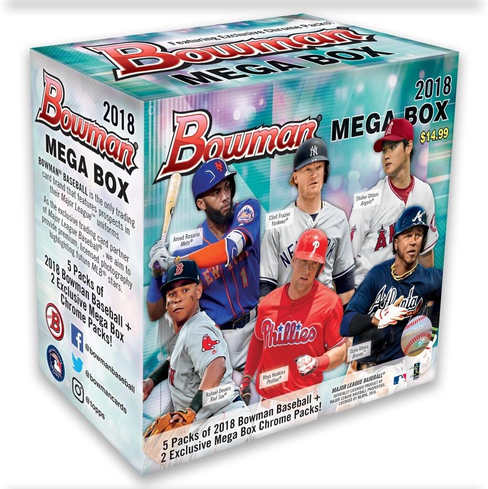 Amazon.com: 2018 MLB Baseball Trading Card Topps Bowman Mega Box w ...