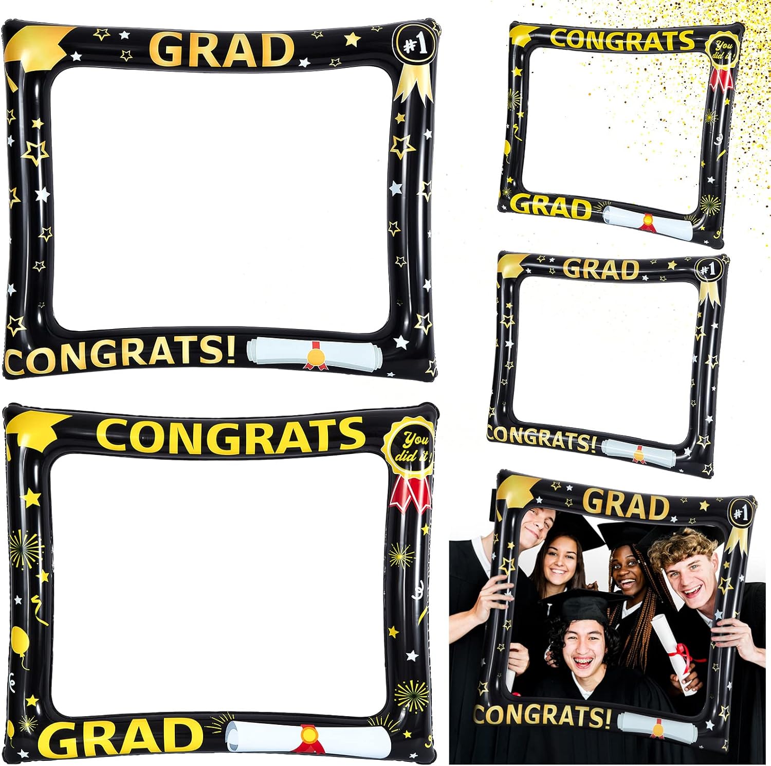 Amazon.com: 2 Pcs Inflatable Graduation Photo Booth Frame Grad ...