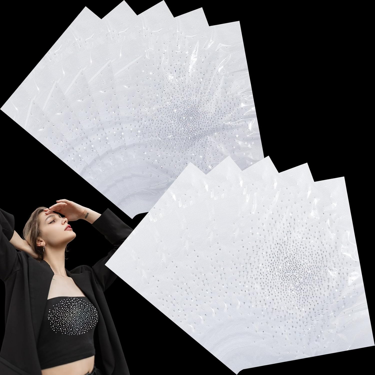 Amazon.com: Glenmal 12 Pcs Sheet Iron-on Rhinestone Sheets Crystal ...